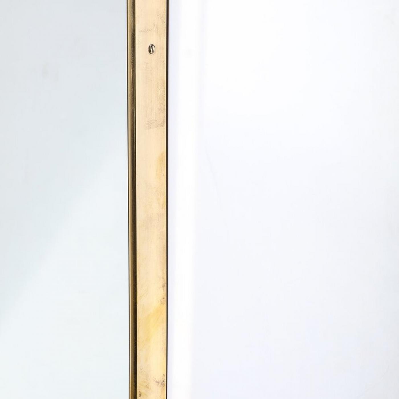 Mid-Century Modernist Brass Wrapped Mirror W/ Rounded Arch Motif