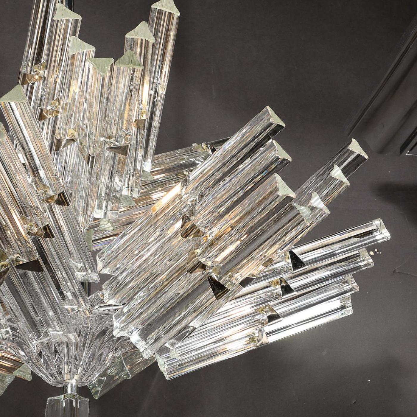 Mid-Century Modernist Hand-Blown Murano Glass Stepped Triedre Chandelier