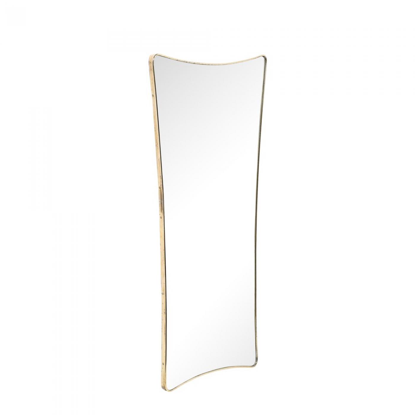 Mid-Century Modernist Tapered Atomic Form Brass Wrapped Mirror