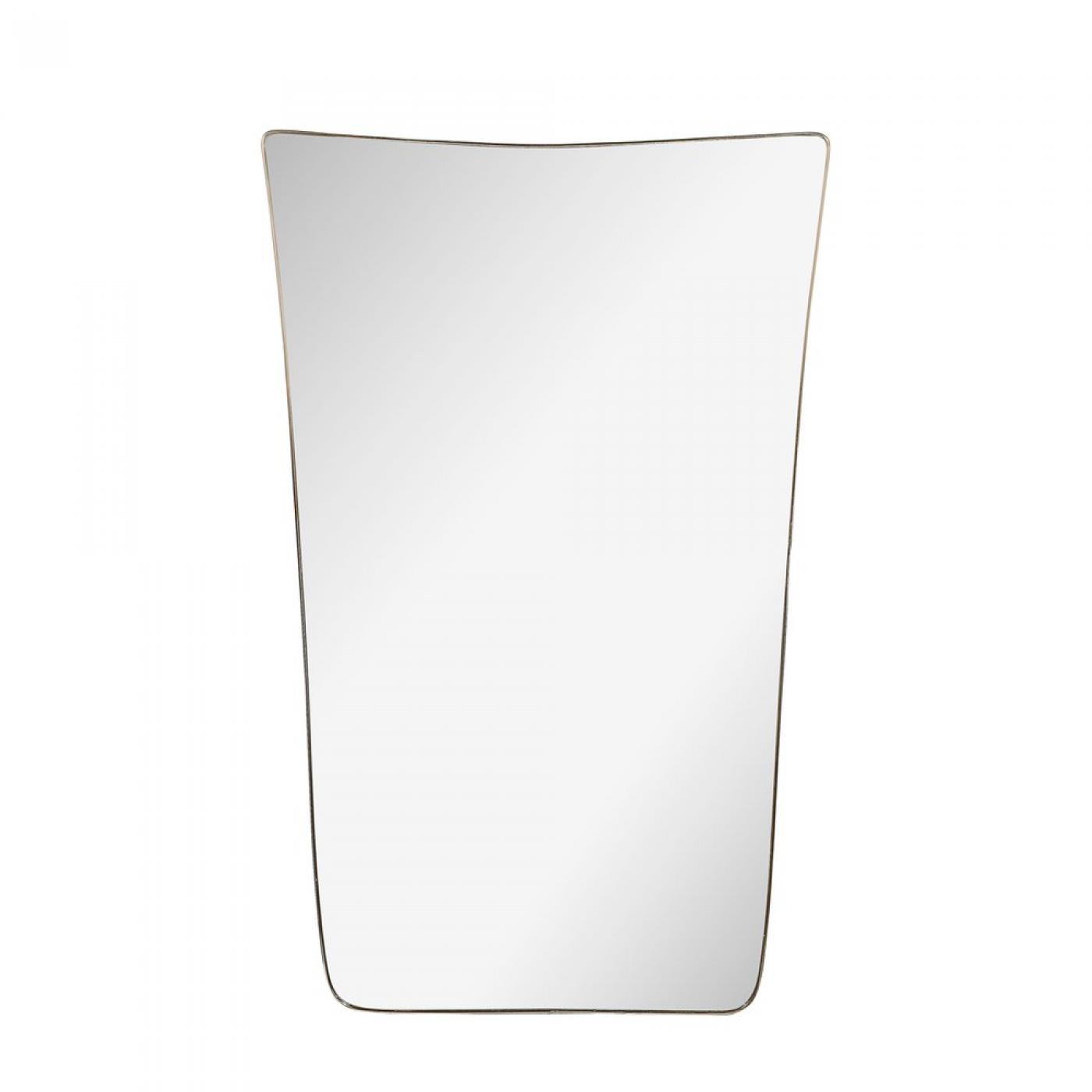 Mid-Century Modernist Tapered Trapezoidal Brass Wrapped Mirror