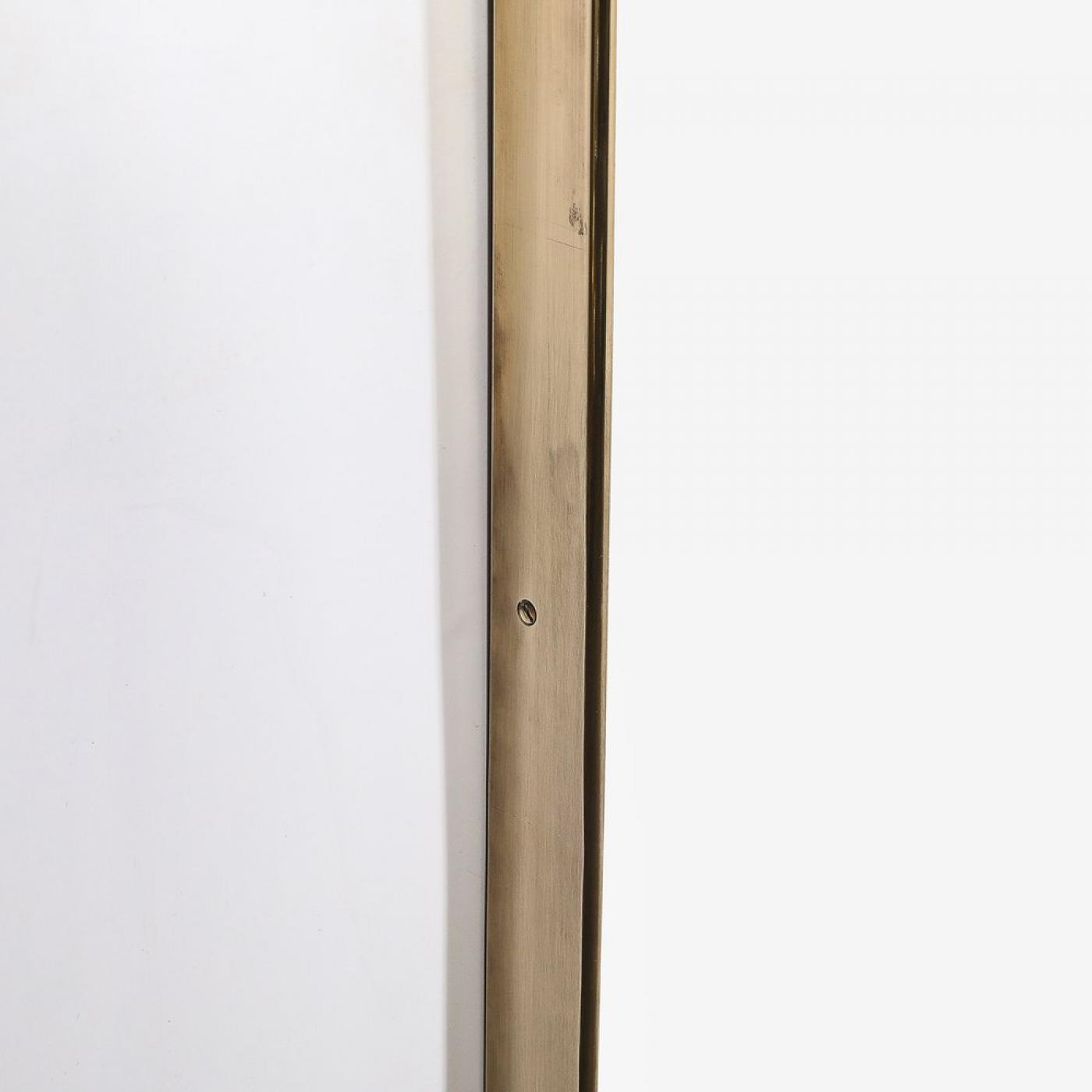Mid-Century Modernist Vertical Brass Wrapped Mirror With Rounded Arch ...