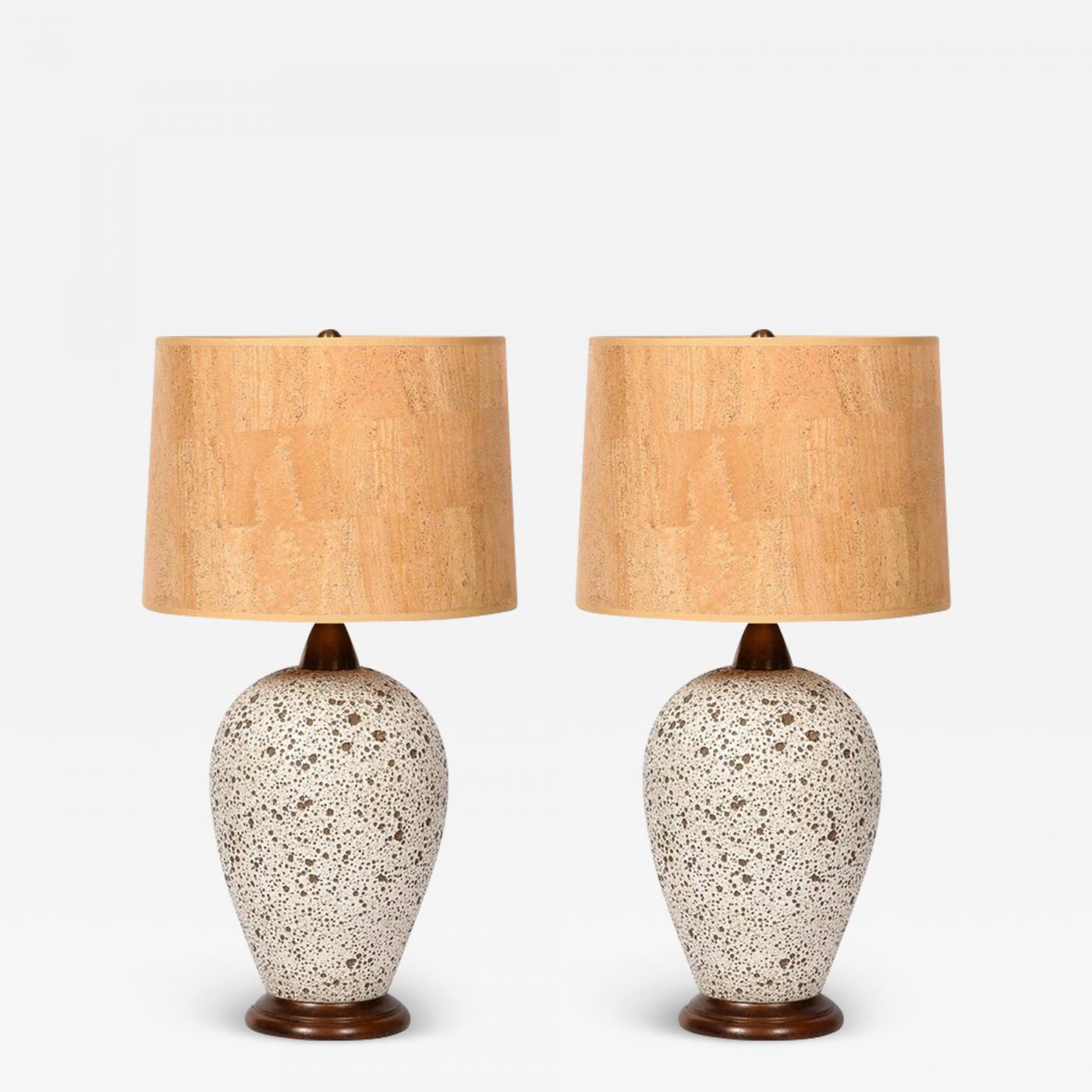 Mid-Century Modernist Volcanic Glazed Ceramic Lamps