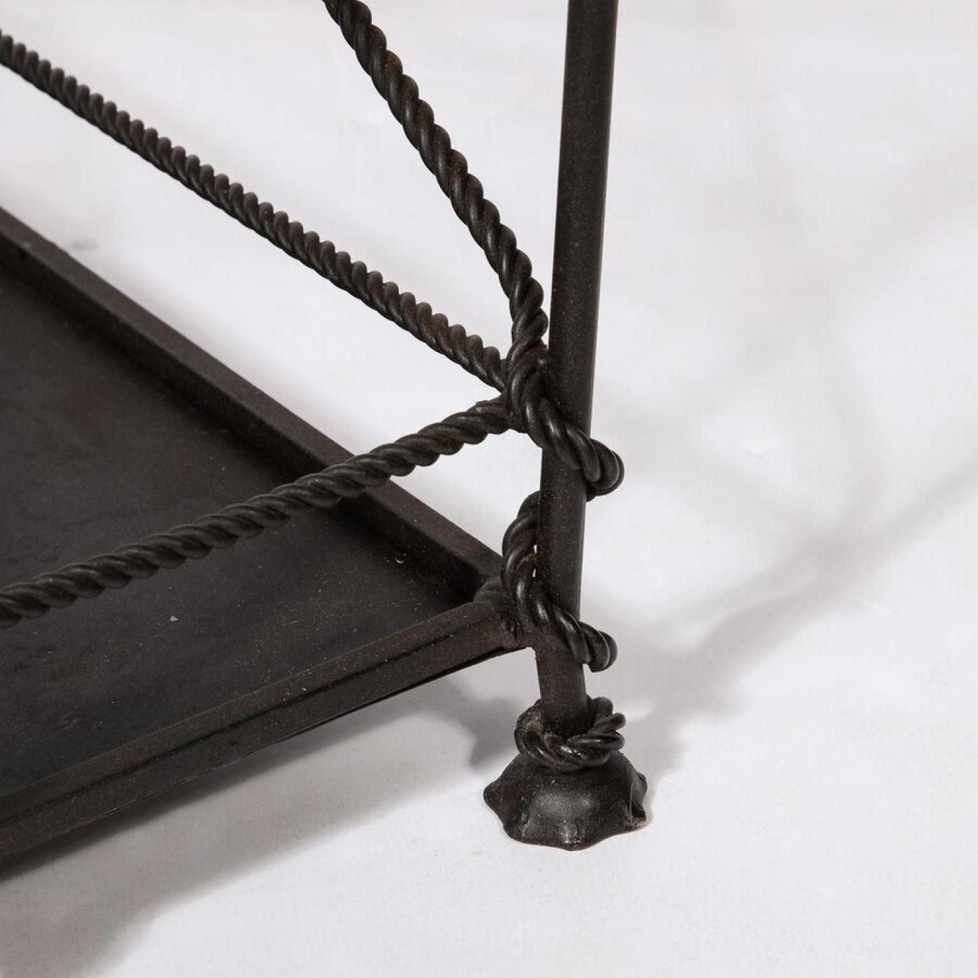 Mid-Century Modernist Wrought Iron Rope Motif Magazine Stand