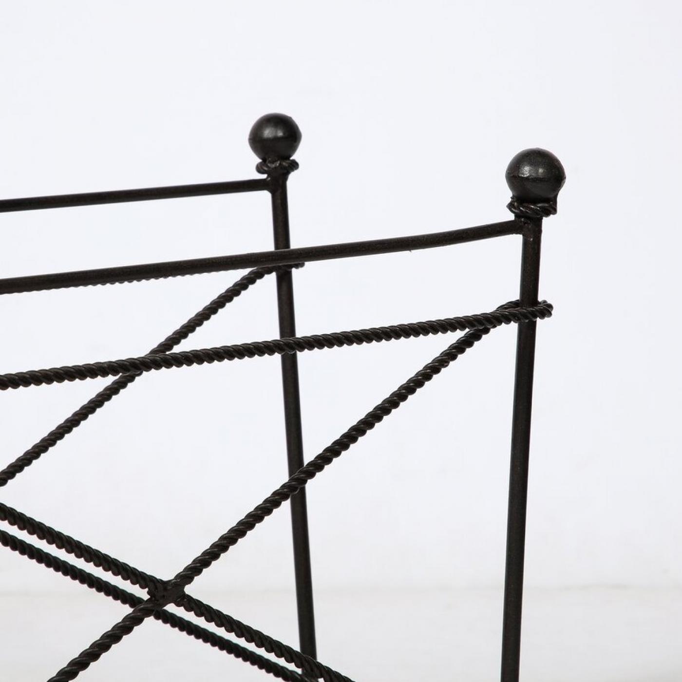 Mid-Century Modernist Wrought Iron Rope Motif Magazine Stand