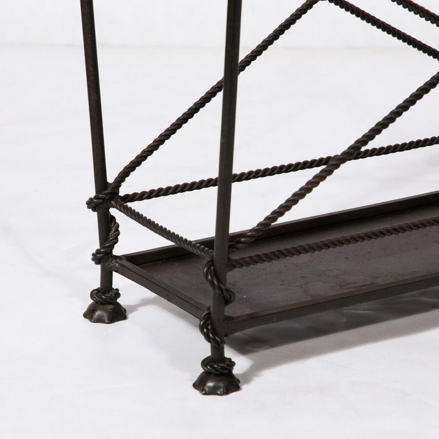 Mid-Century Modernist Wrought Iron Rope Motif Magazine Stand