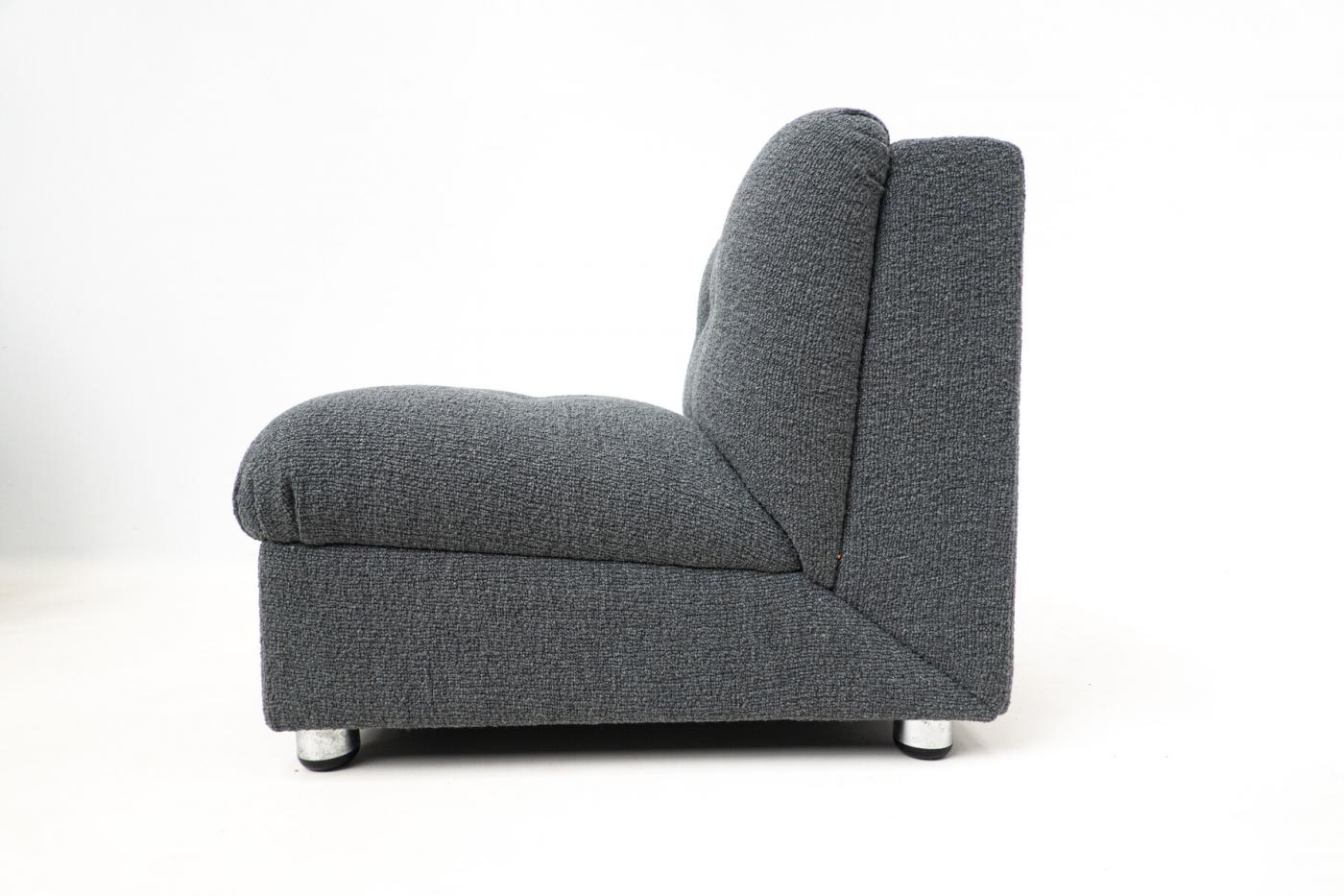 Mid Century Modular Sofa Set in Grey Fabric