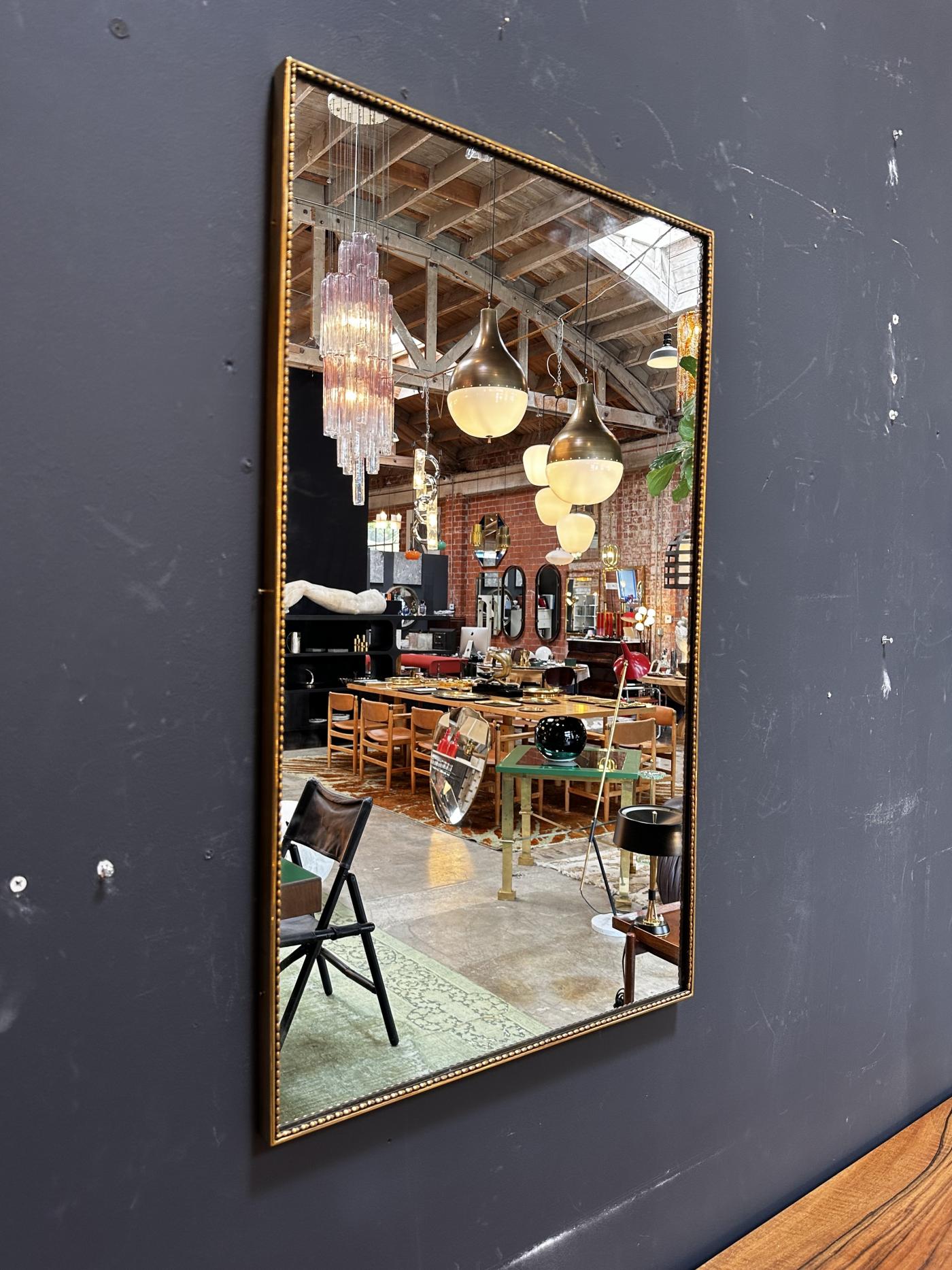 Mid Century Rectangular Brass Wall Mirror 1980s