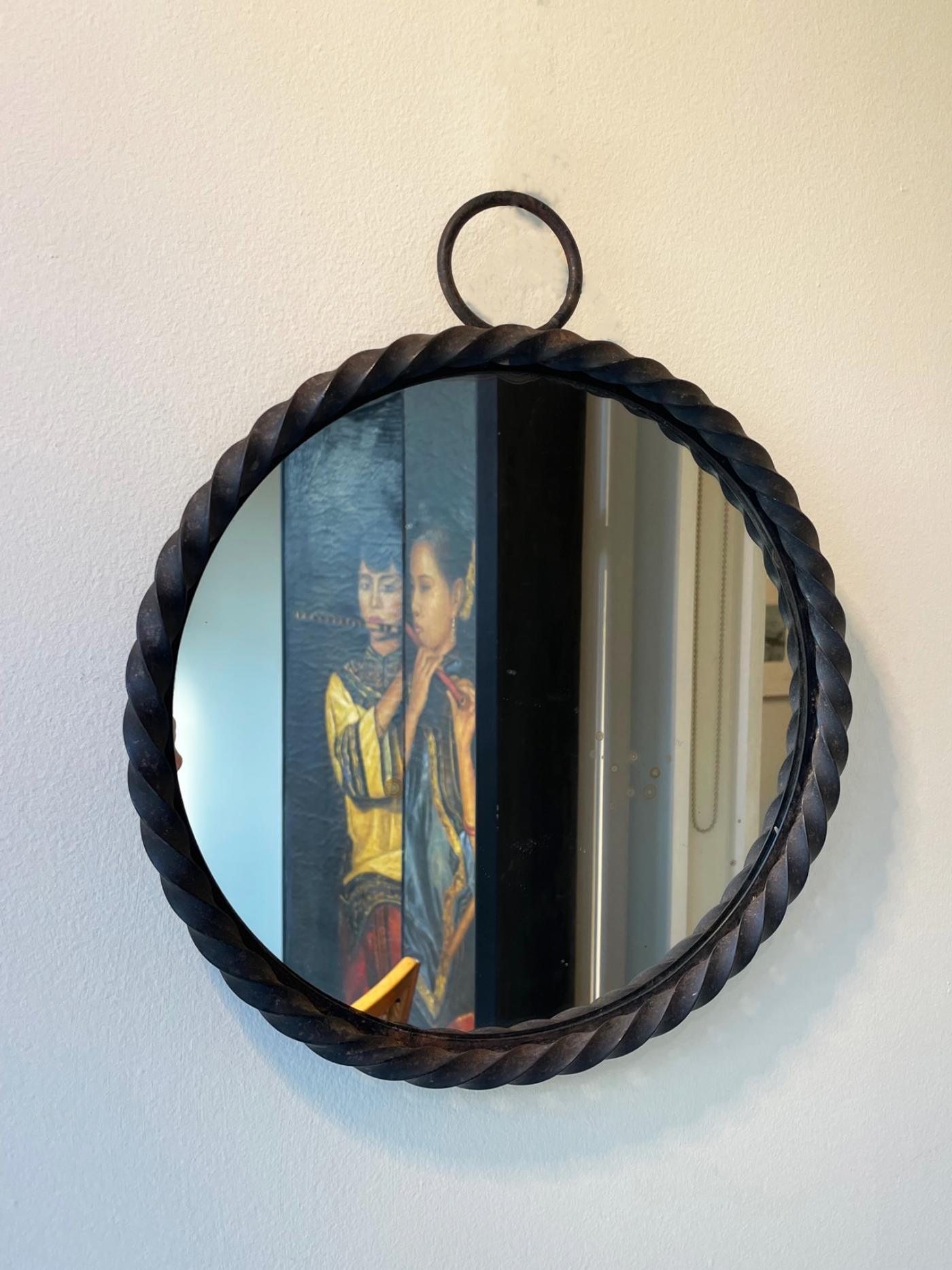 Mid-Century Round Mirror