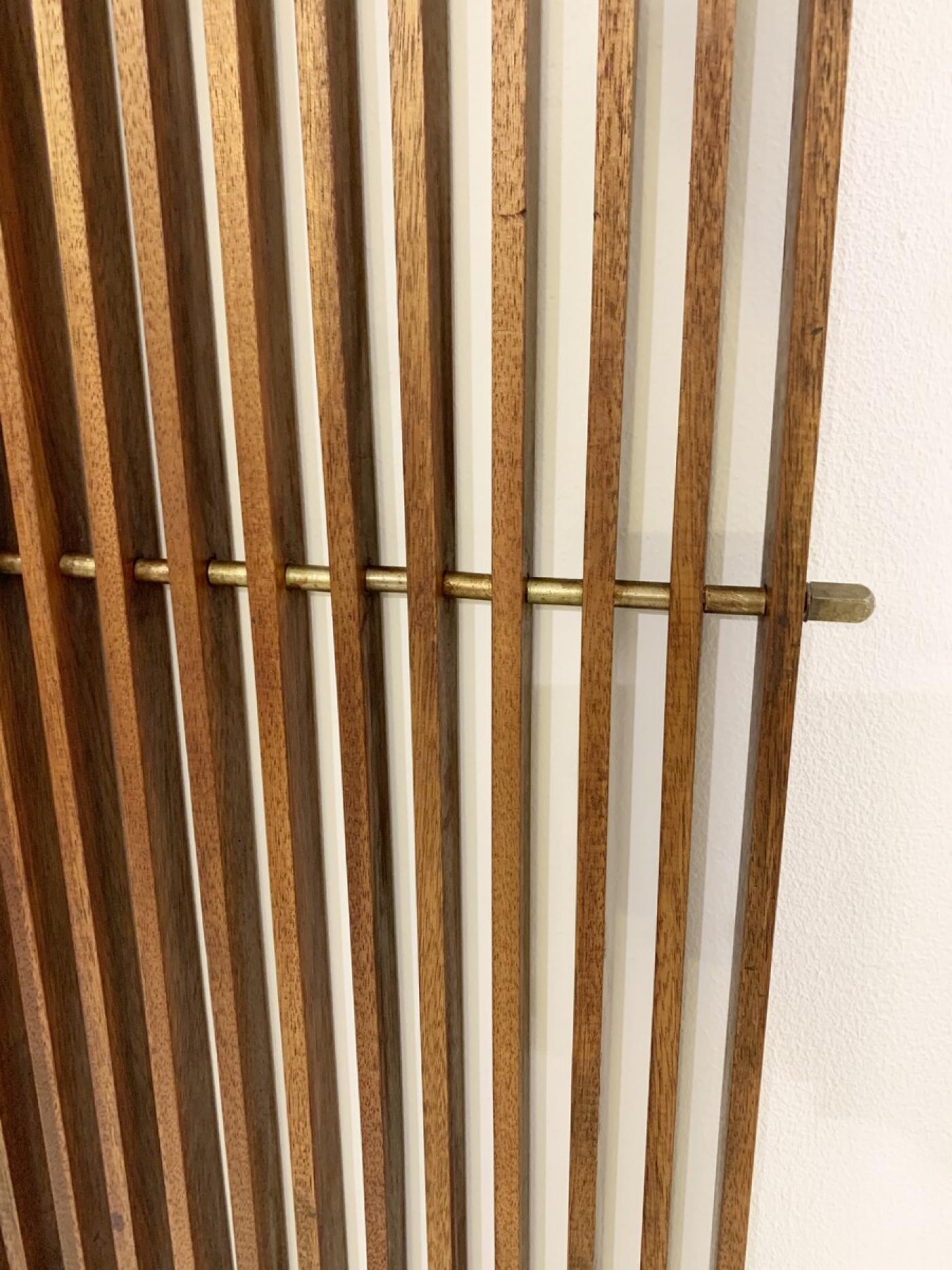 Mid Century Slatted Wooden Coat Rack
