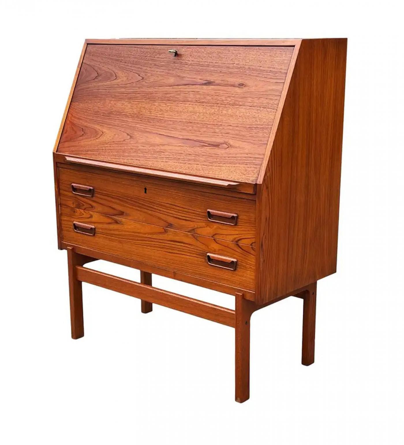 Midcentury Danish Modern Drop Front Desk in Teak