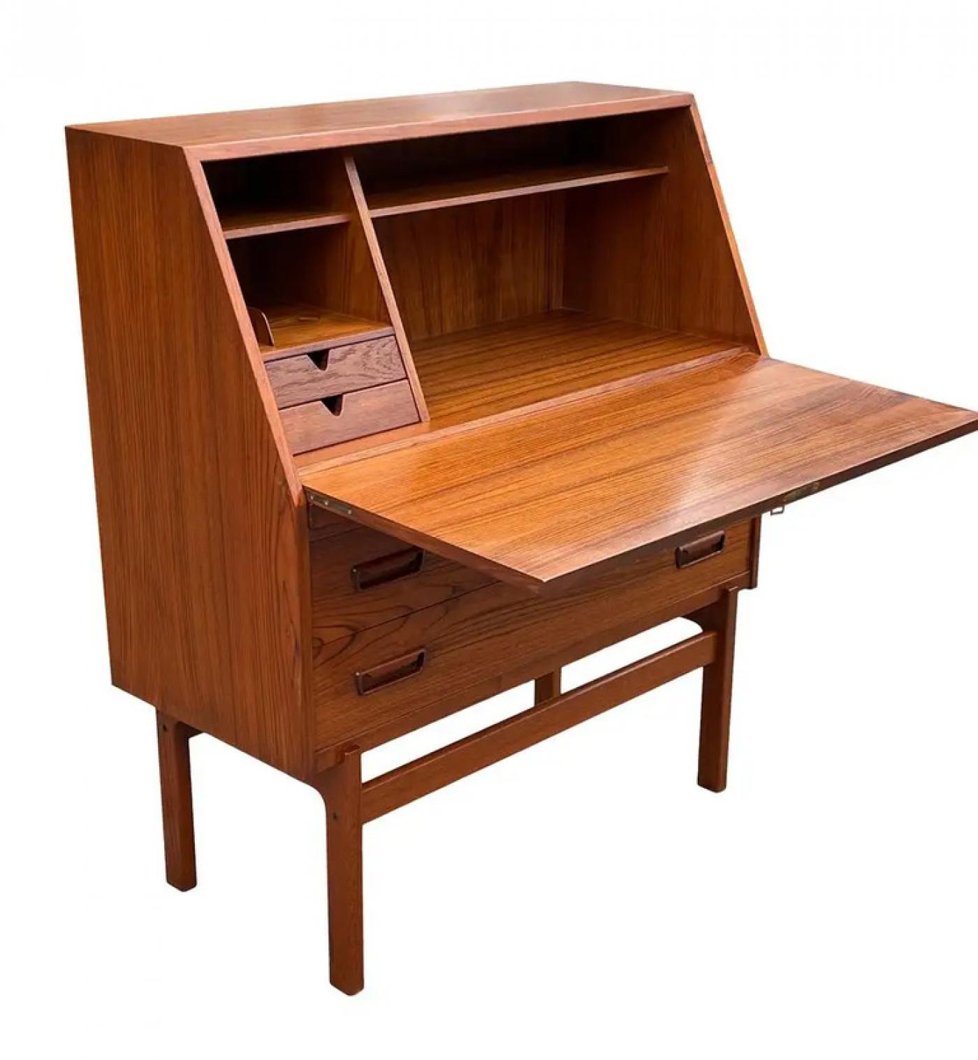 Midcentury Danish Modern Drop Front Desk in Teak