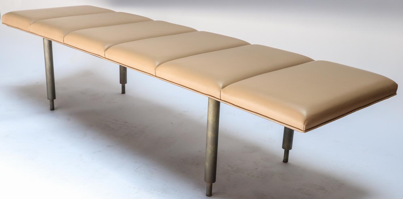 Adesso Studio - Custom "Milano" Metal Bench with Leather Seat