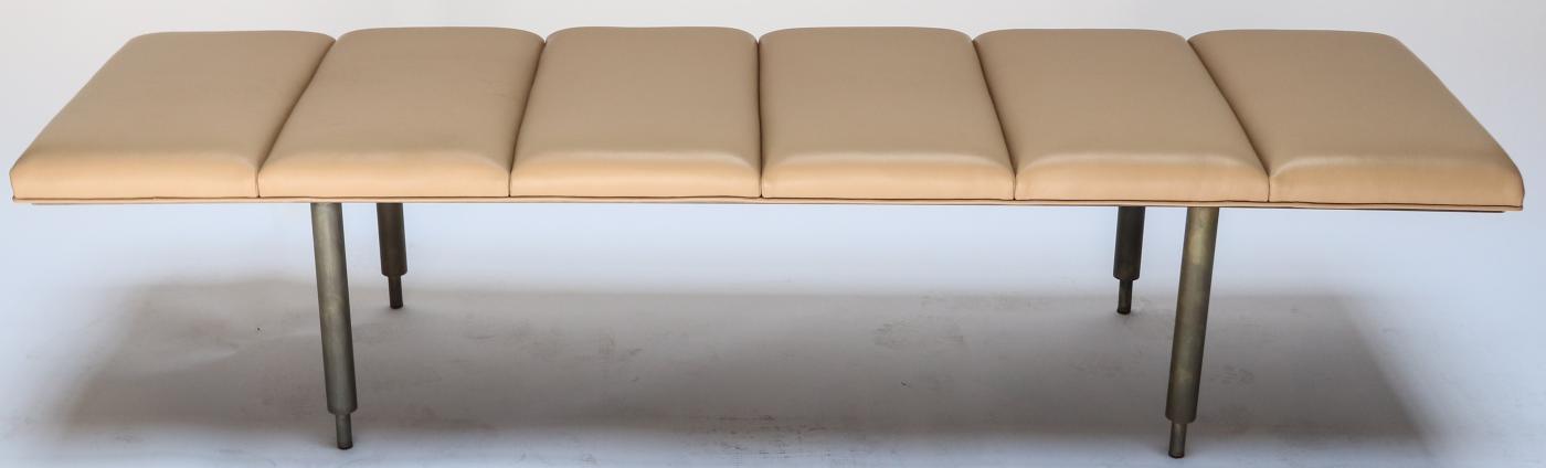 Adesso Studio - Custom "Milano" Metal Bench with Leather Seat