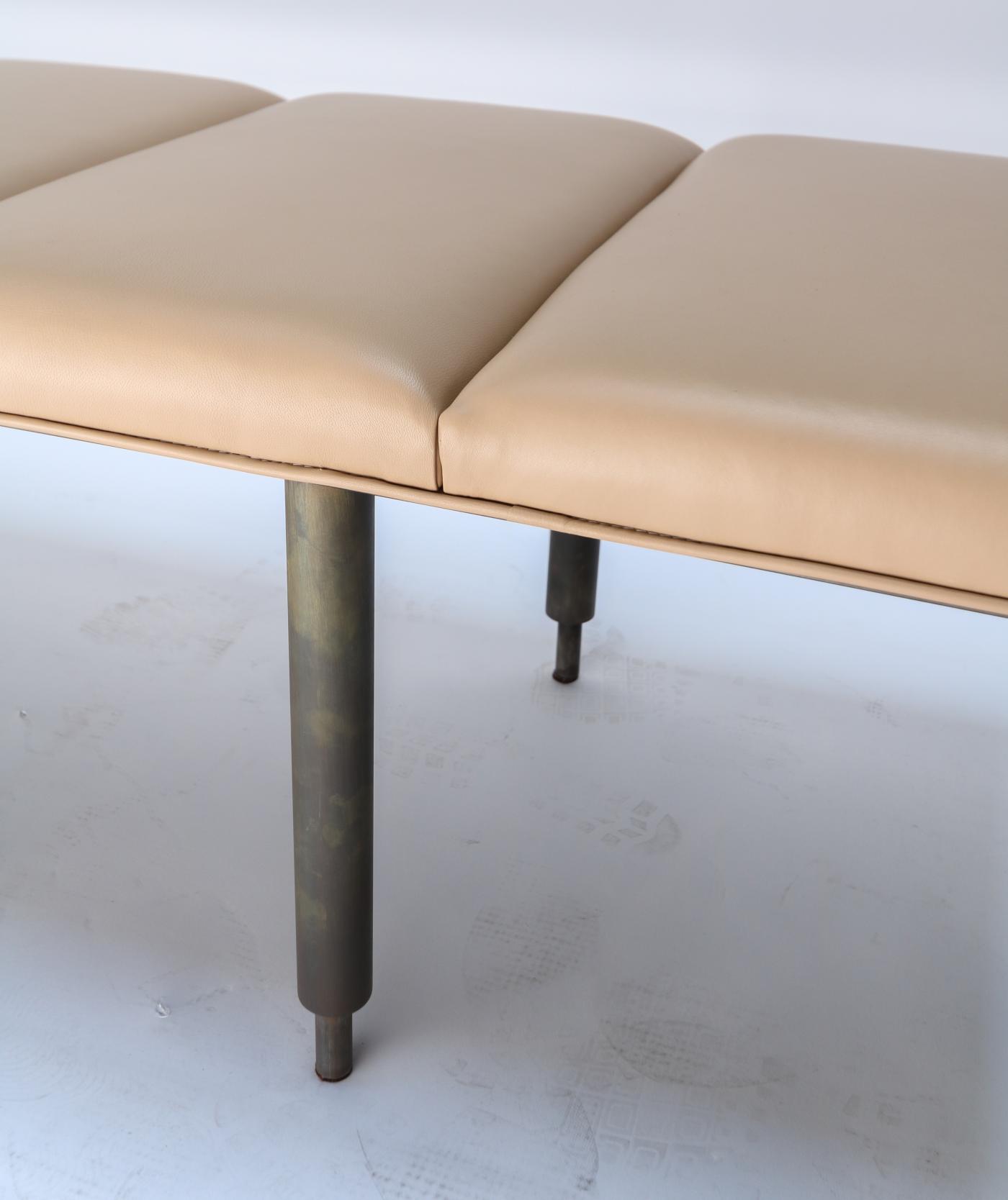 Adesso Studio - Custom "Milano" Metal Bench with Leather Seat