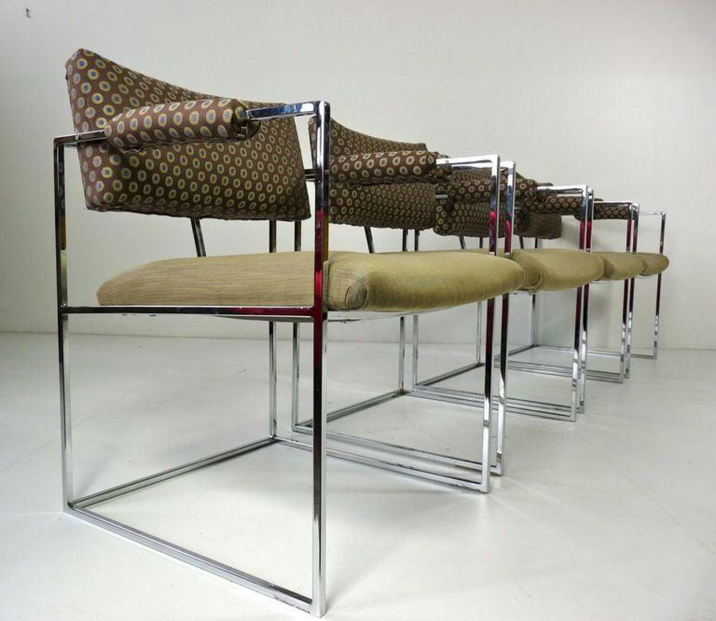 Milo Baughman - Milo Baughman Chrome Frame Chairs - Set of 4