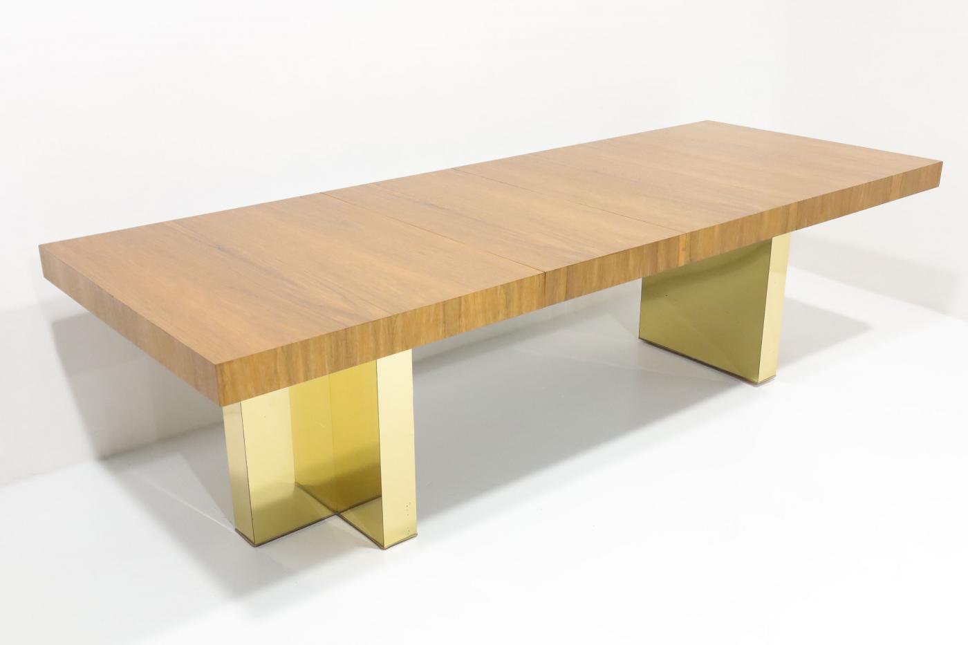Milo Baughman - Milo Baughman Walnut and Brass Base Dining Table