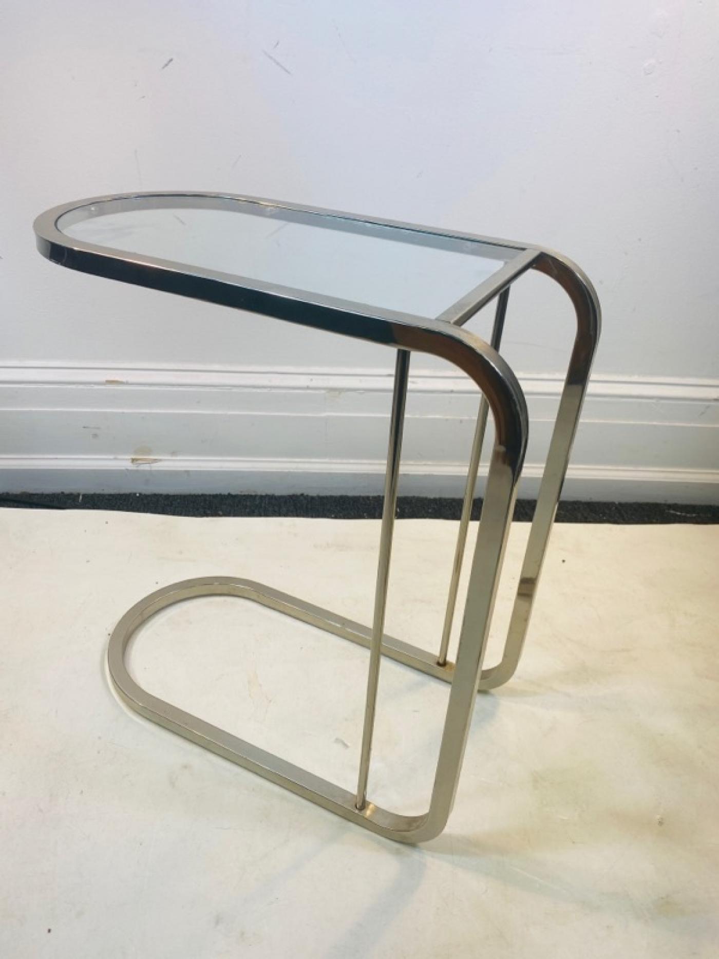 Milo Baughman - PAIR OF MILO BAUGHMAN GLASS AND CHROME SIDE TABLES
