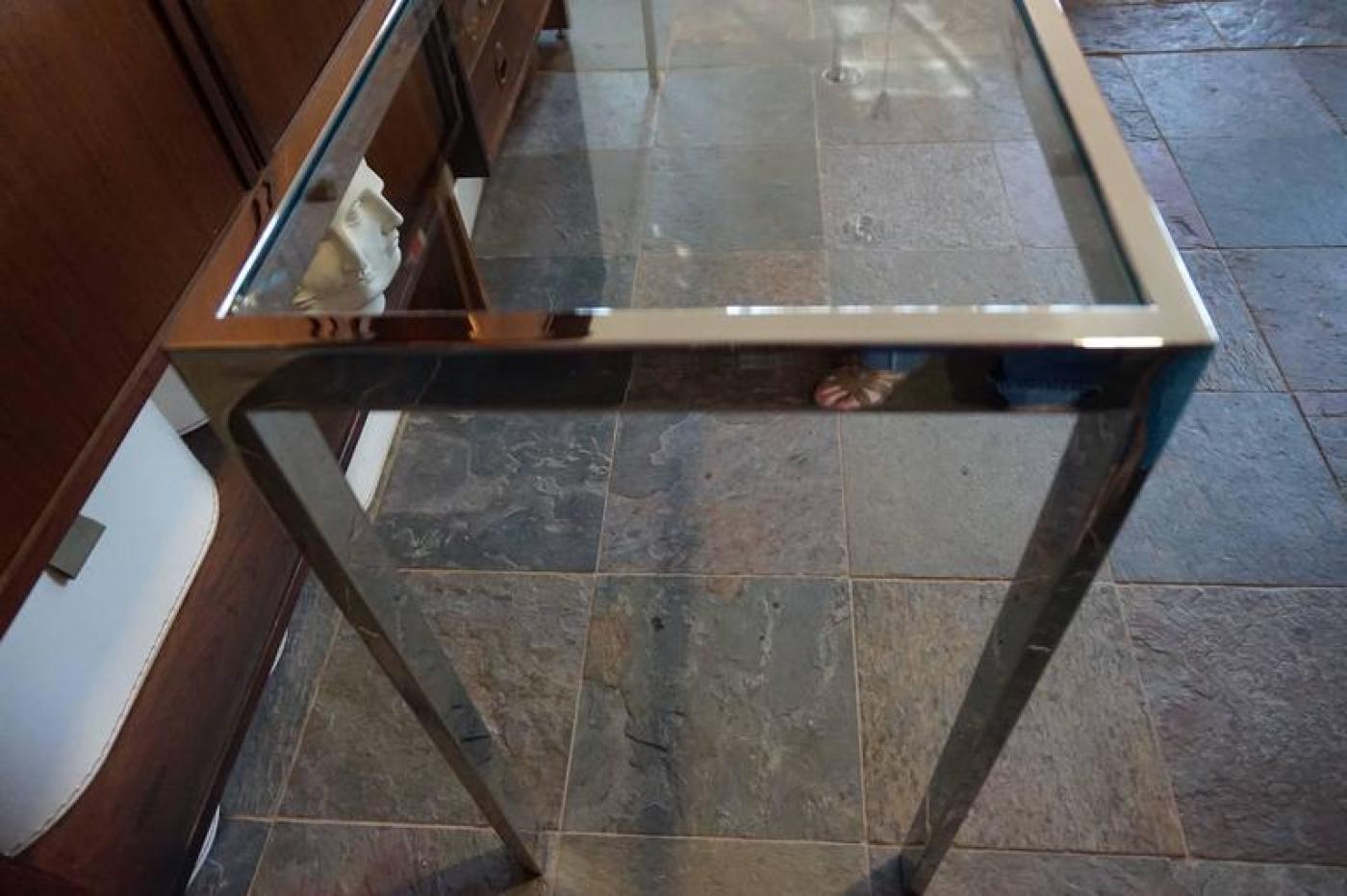 Milo Baughman - Sleek Milo Baughman Chrome and Glass Console Table, Mid ...