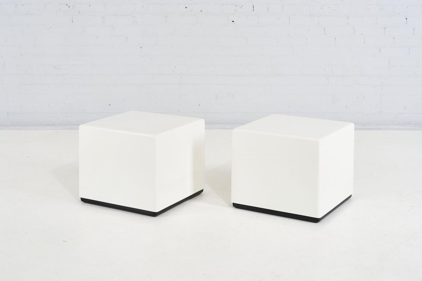 Milo Baughman Square Fiberglass End Tables, 1980