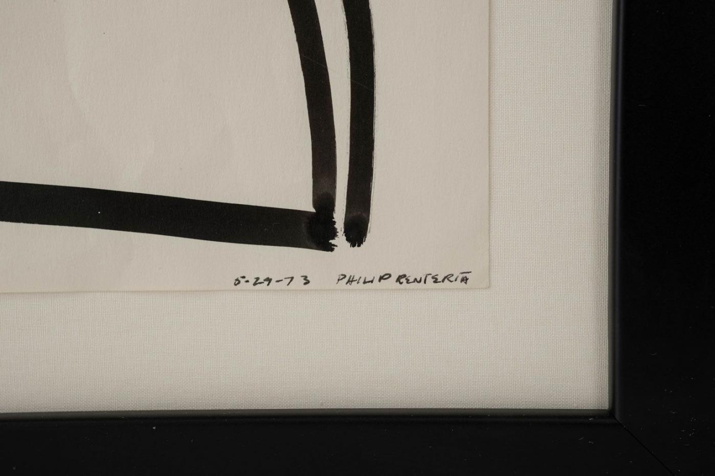 Minimal Black-and-White Abstract Ink-on-Paper by Philip Renteria (1973)