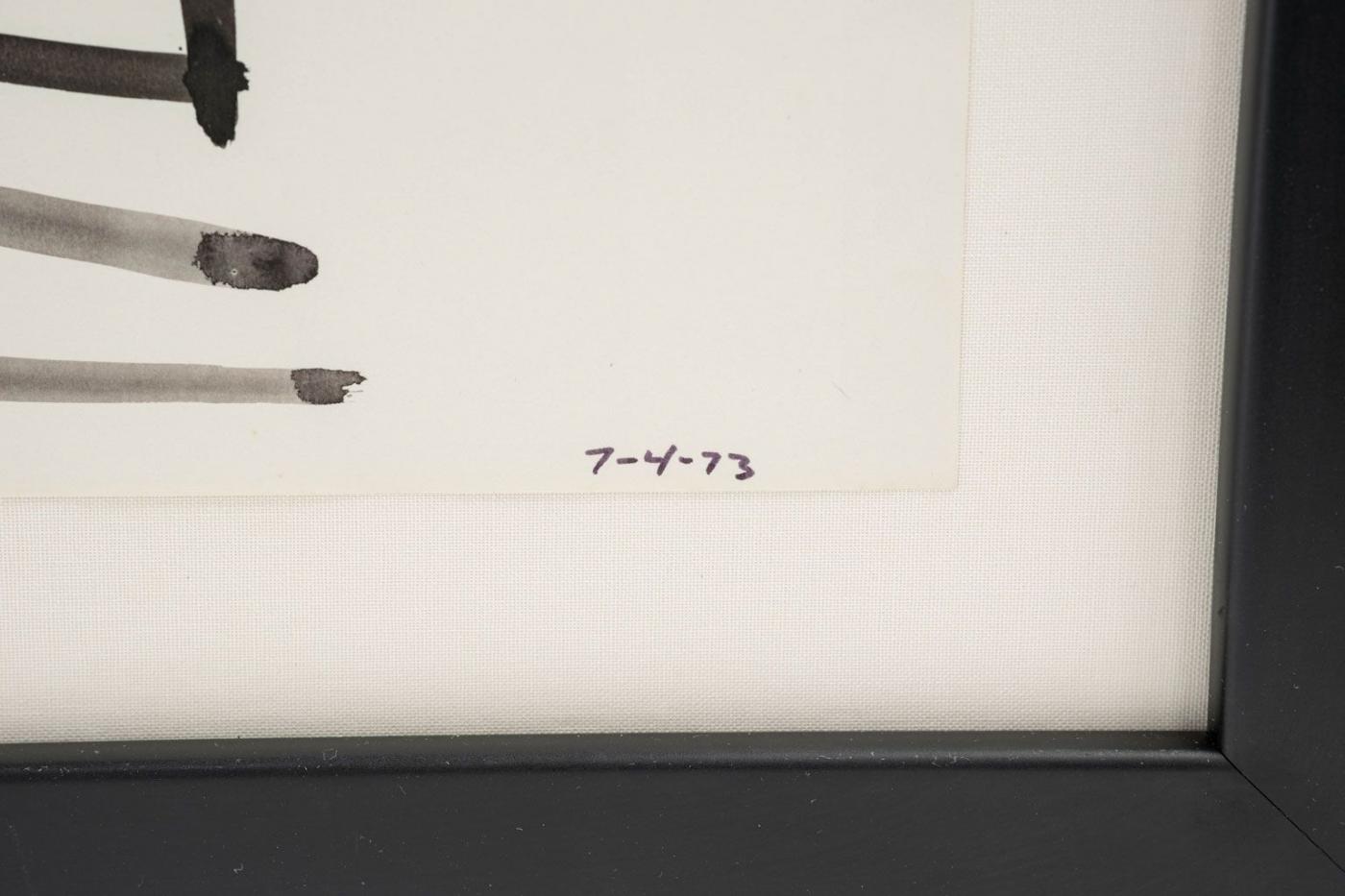 Minimal Black-and-White Abstract Ink-on-Paper by Philip Renteria (1973)