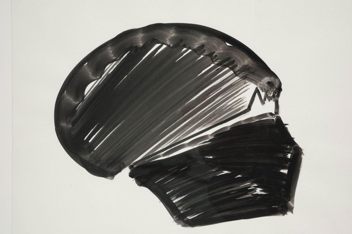 Minimal Black-and-White Abstract Ink-on-Paper by Philip Renteria (1980)