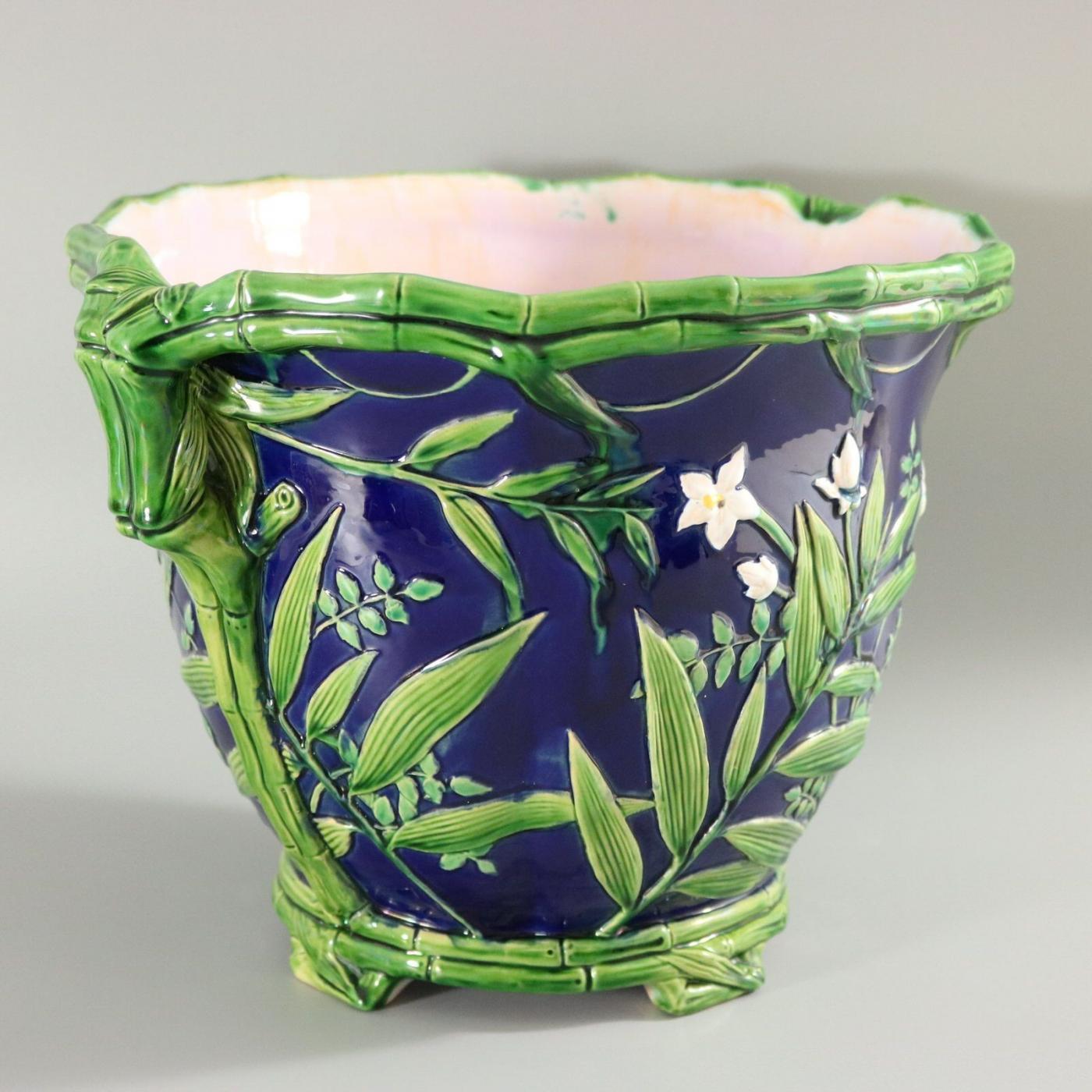 Minton - Minton Majolica Bamboo Jardiniere