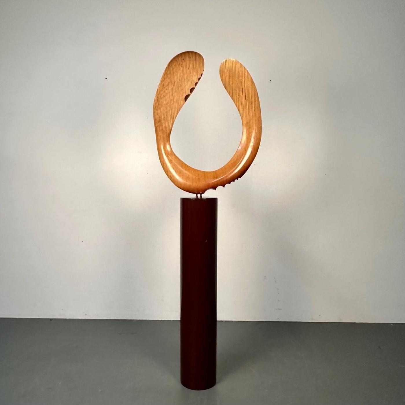Modern Boomerang Wooden Sculpture on Steel Pedestal by David Hymes ...