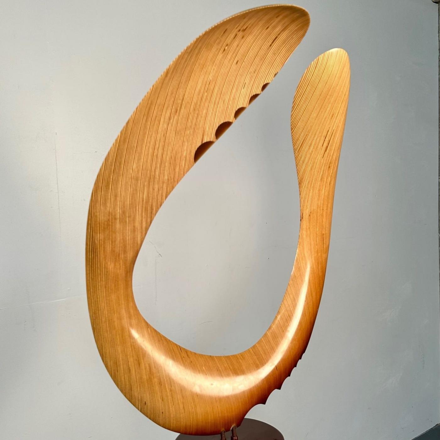 Modern Boomerang Wooden Sculpture on Steel Pedestal by David Hymes ...