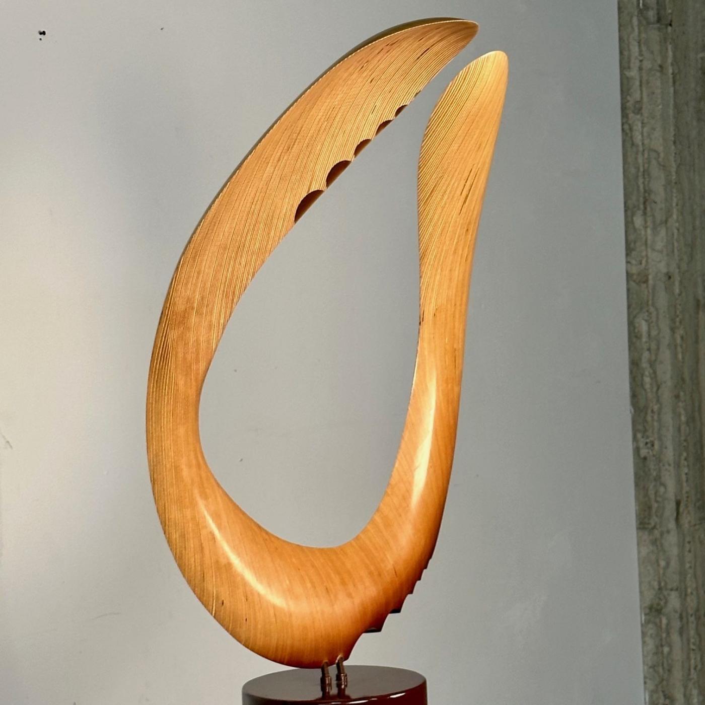 Modern Boomerang Wooden Sculpture on Steel Pedestal by David Hymes ...