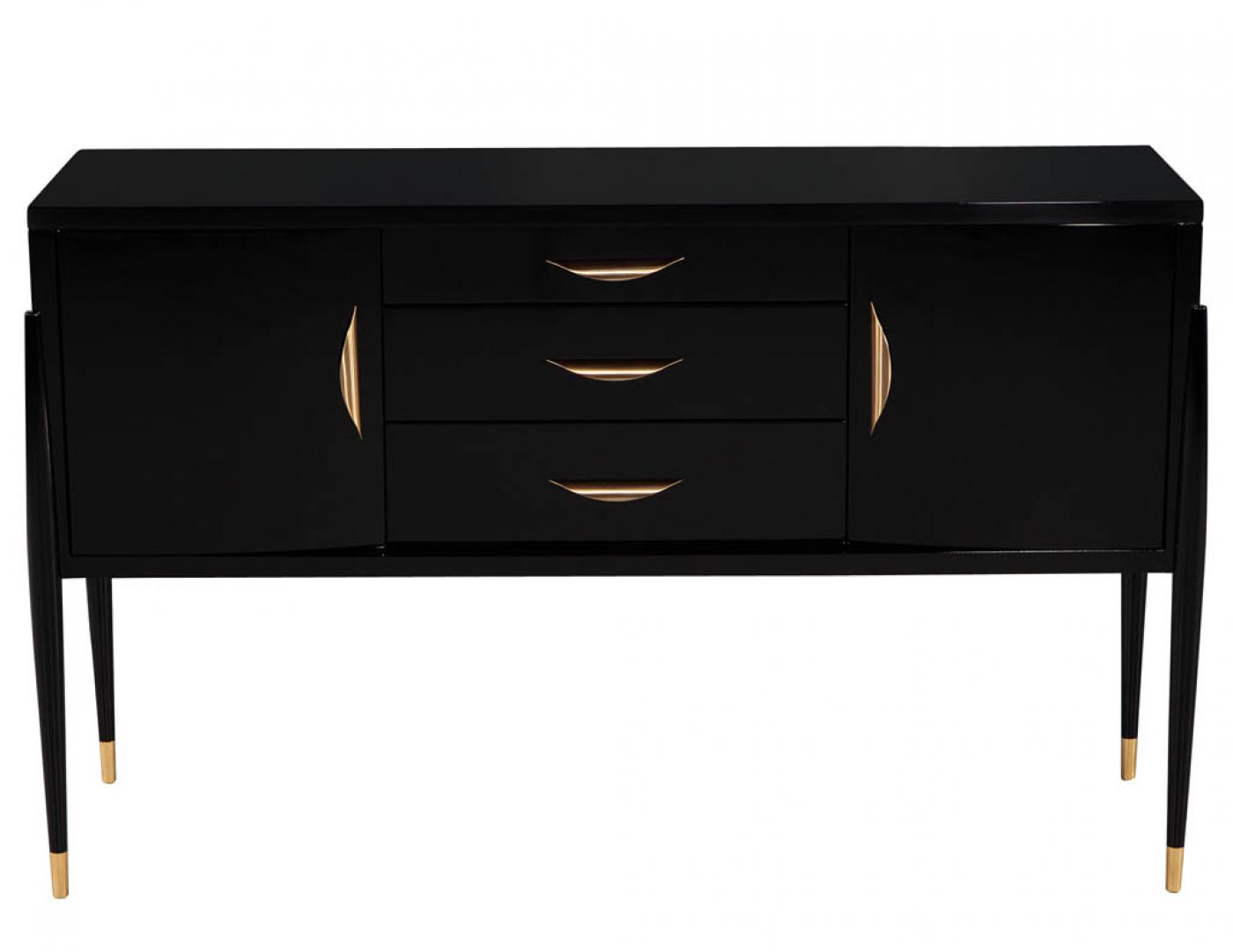 Modern High Gloss Black Lacquer Sideboard