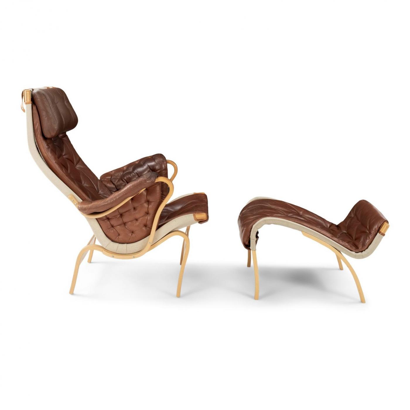 Modern "Pernilla" Lounge Chair in Cognac Leather by Bruno Mathsson for DUX