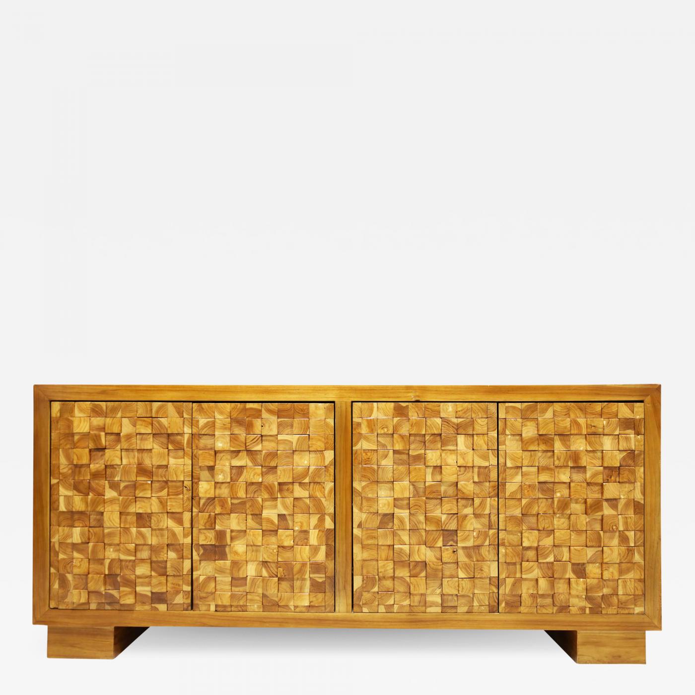 Modern Sideboard with Parquet Style wood Block Front