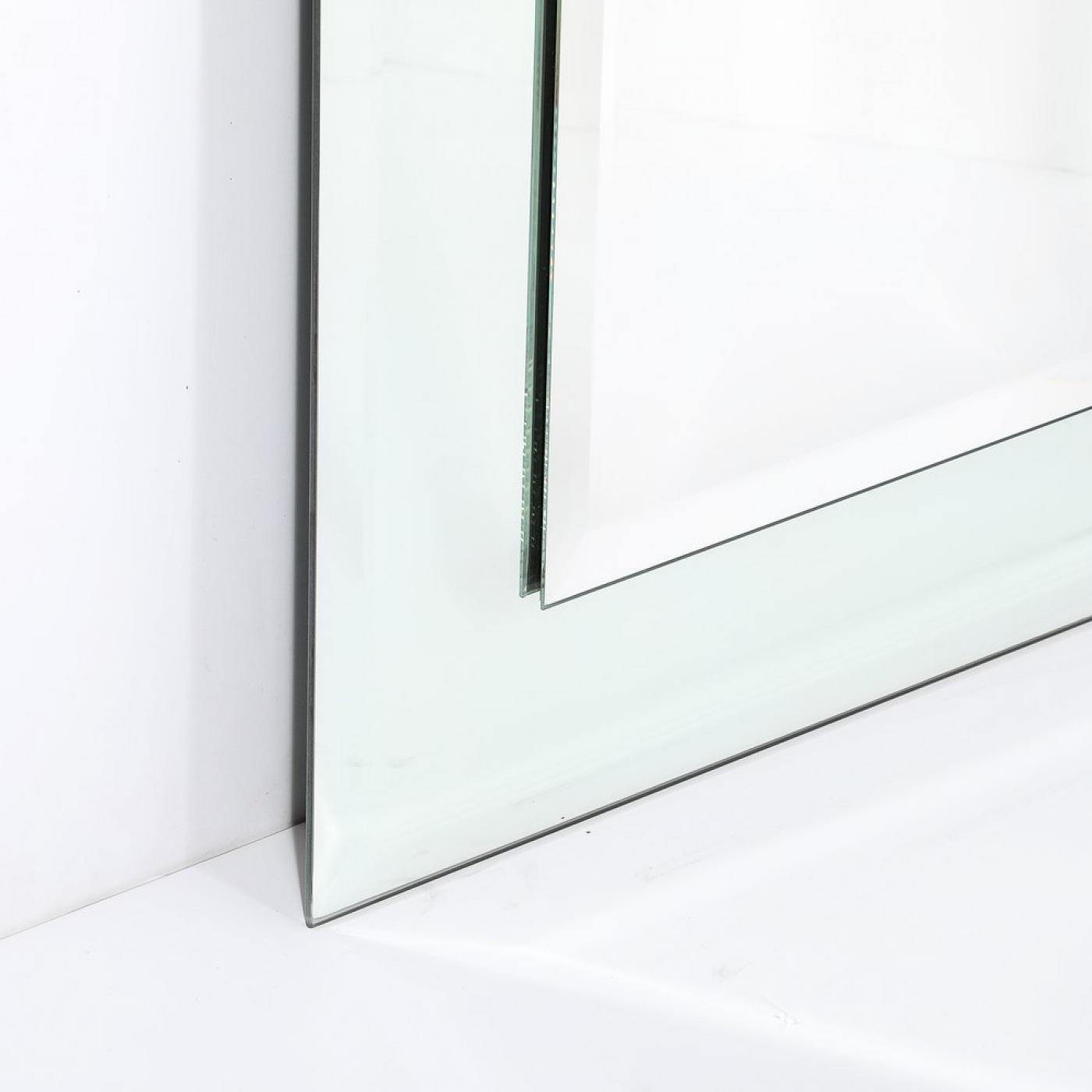 Modernist Custom Two-Tier Rectangular Mirror w/ Beveled Detailing