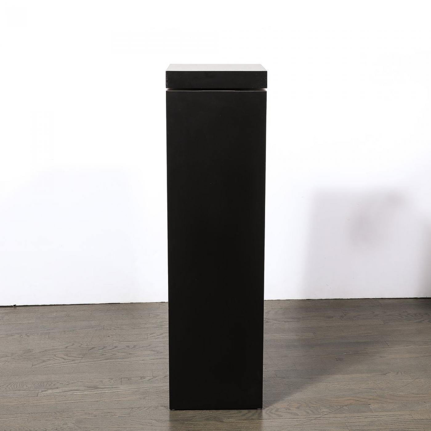 Modernist Rectilinear Matt Black Swivel Top Pedestal