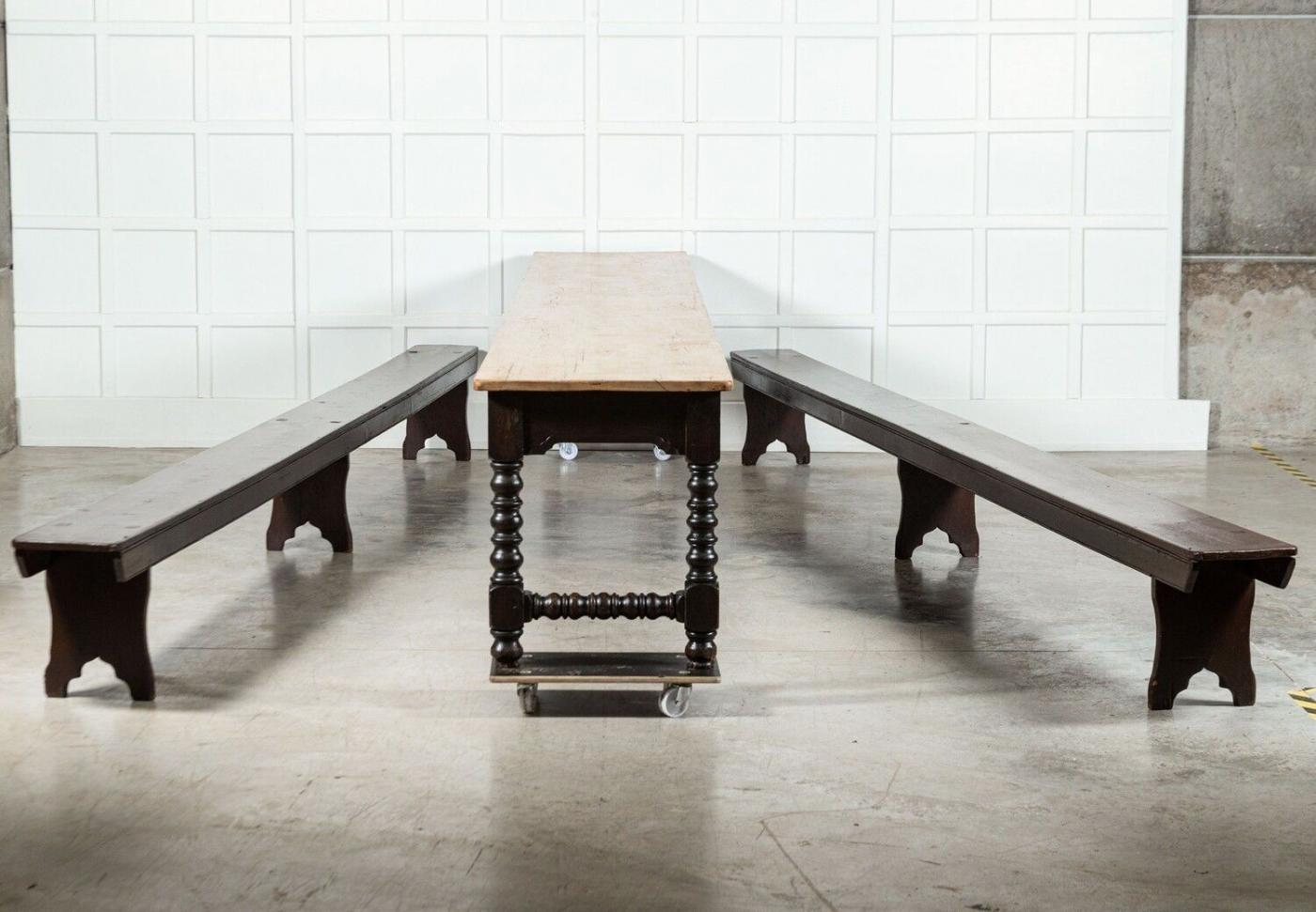 Monumental English 19thC Pine Convent Refectory Table