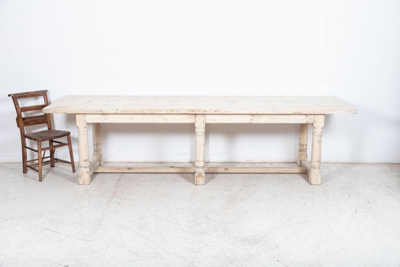 Monumental English Bleached Pine Refectory Table