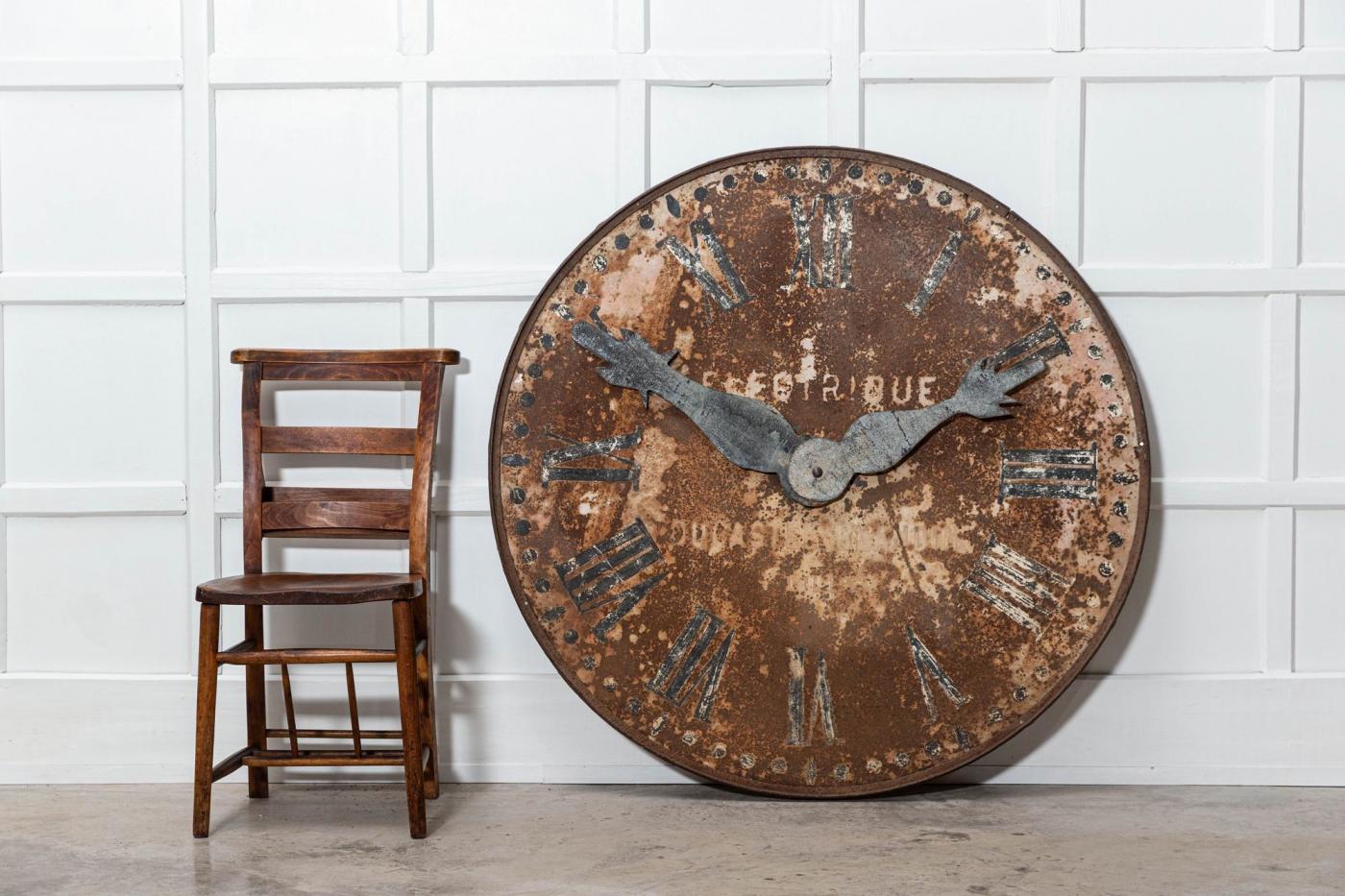 Monumental French Iron Brille Electrique Turret Clock Facia