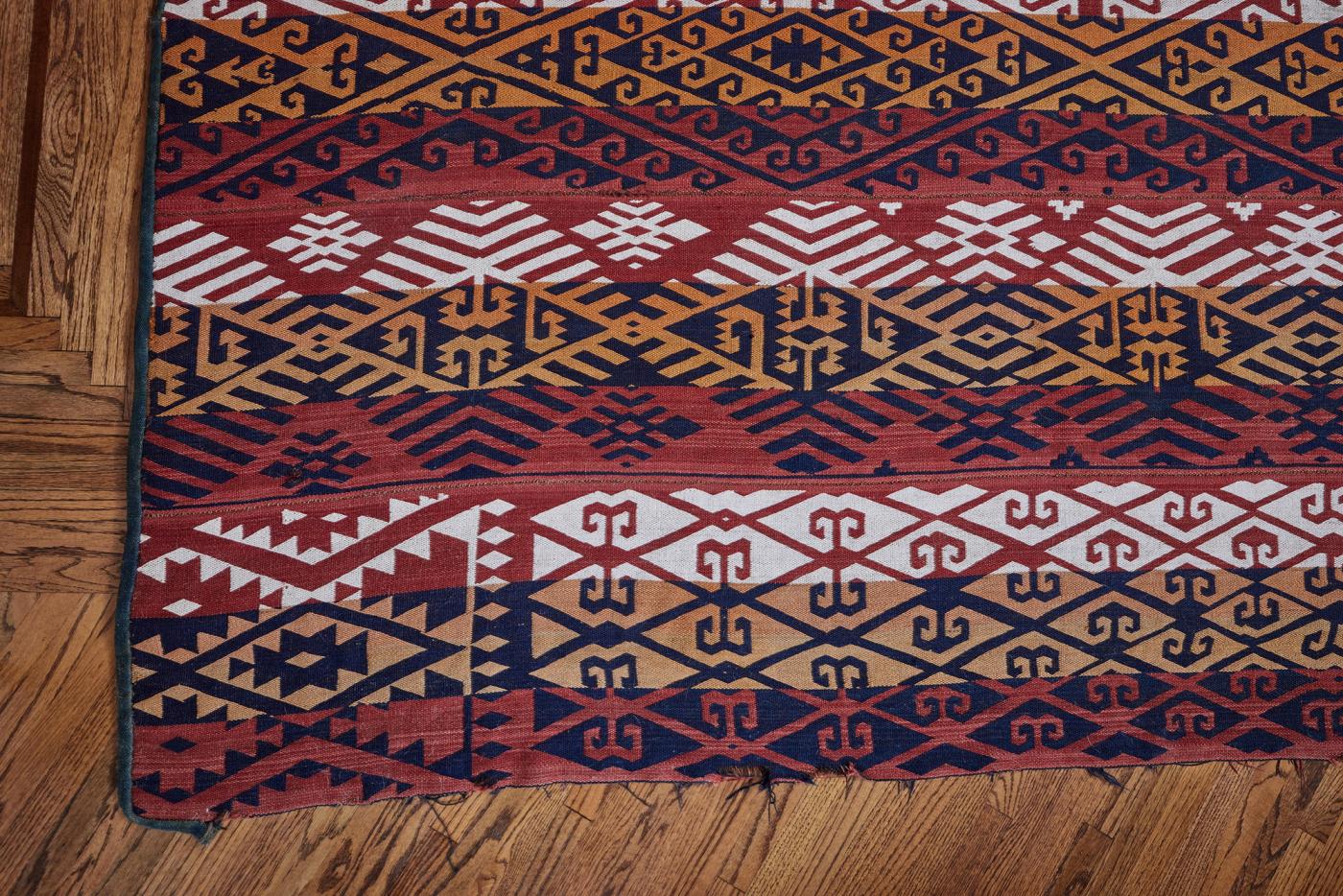 Monumental Moroccan Berber Flat Weave Geometric Rug, circa 1960s