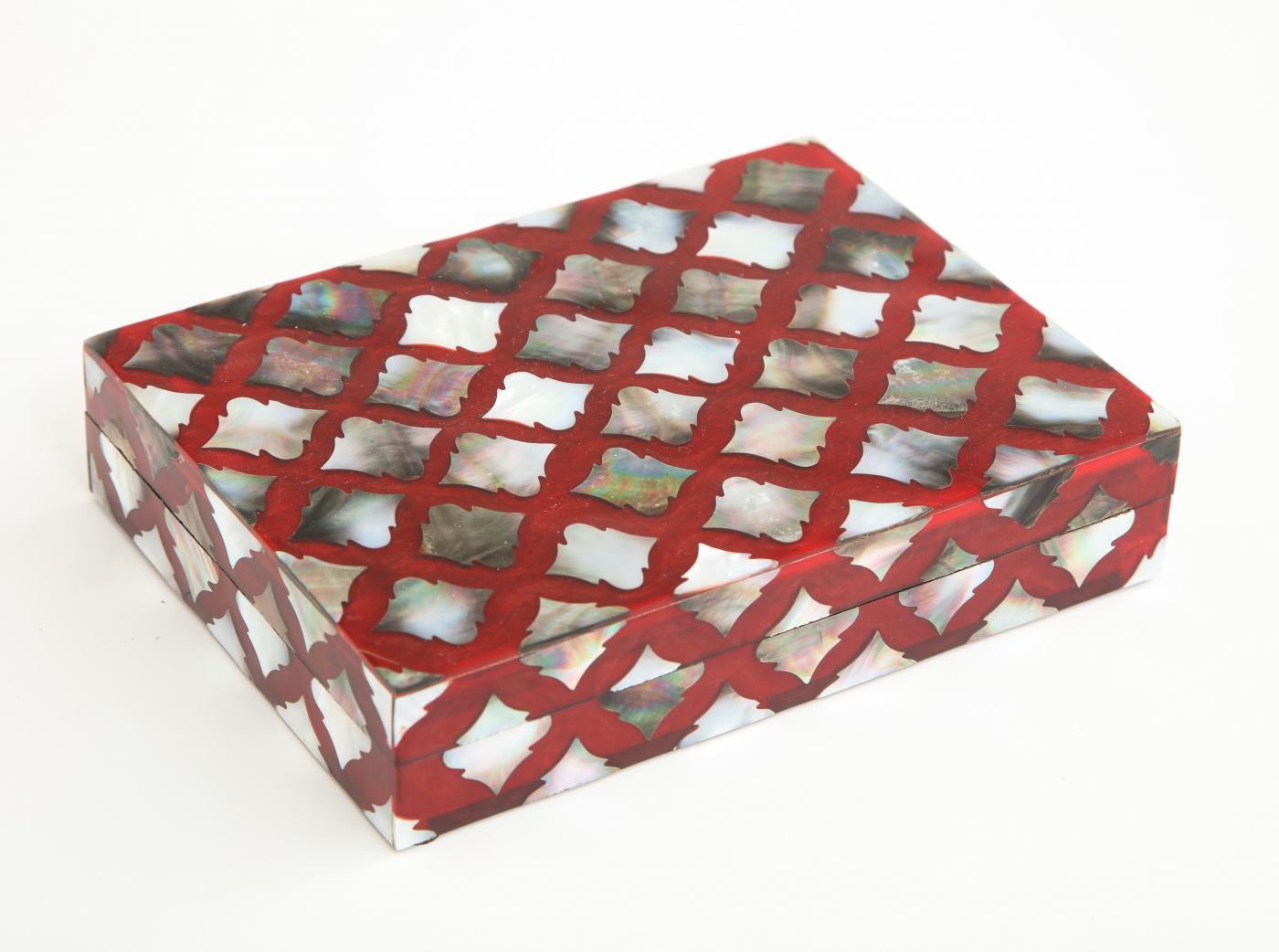 Ruby Red Resin, Abalone Shell Decorative Box