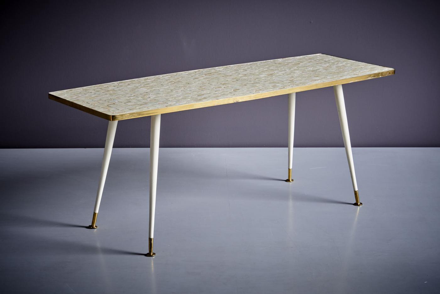 Mosaic Coffee Table with glamorous Gustav Klimt Aesthetic, Germany - 1950s