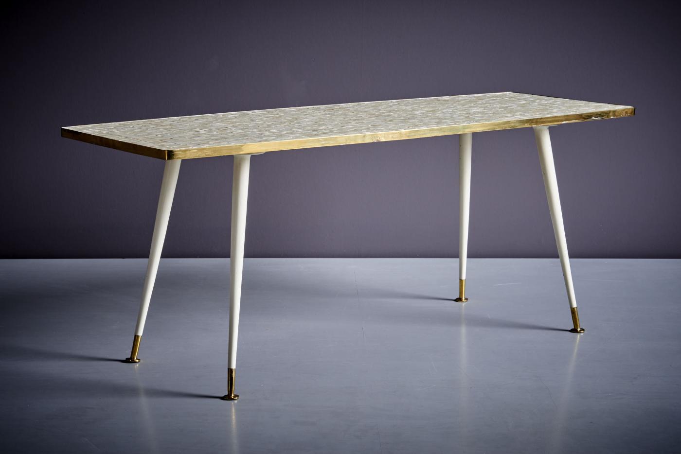 Mosaic Coffee Table with glamorous Gustav Klimt Aesthetic, Germany - 1950s