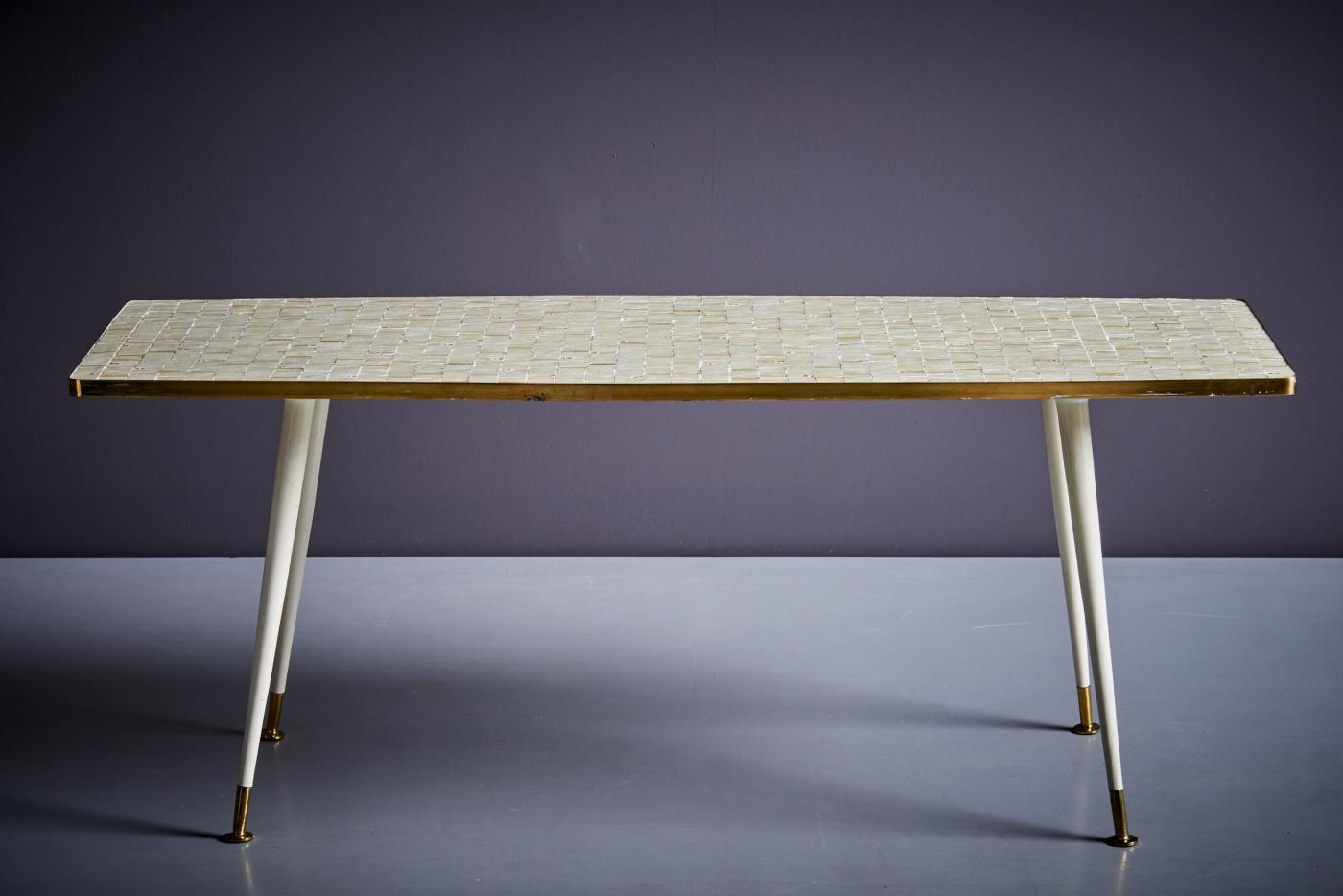 Mosaic Coffee Table with glamorous Gustav Klimt Aesthetic, Germany - 1950s
