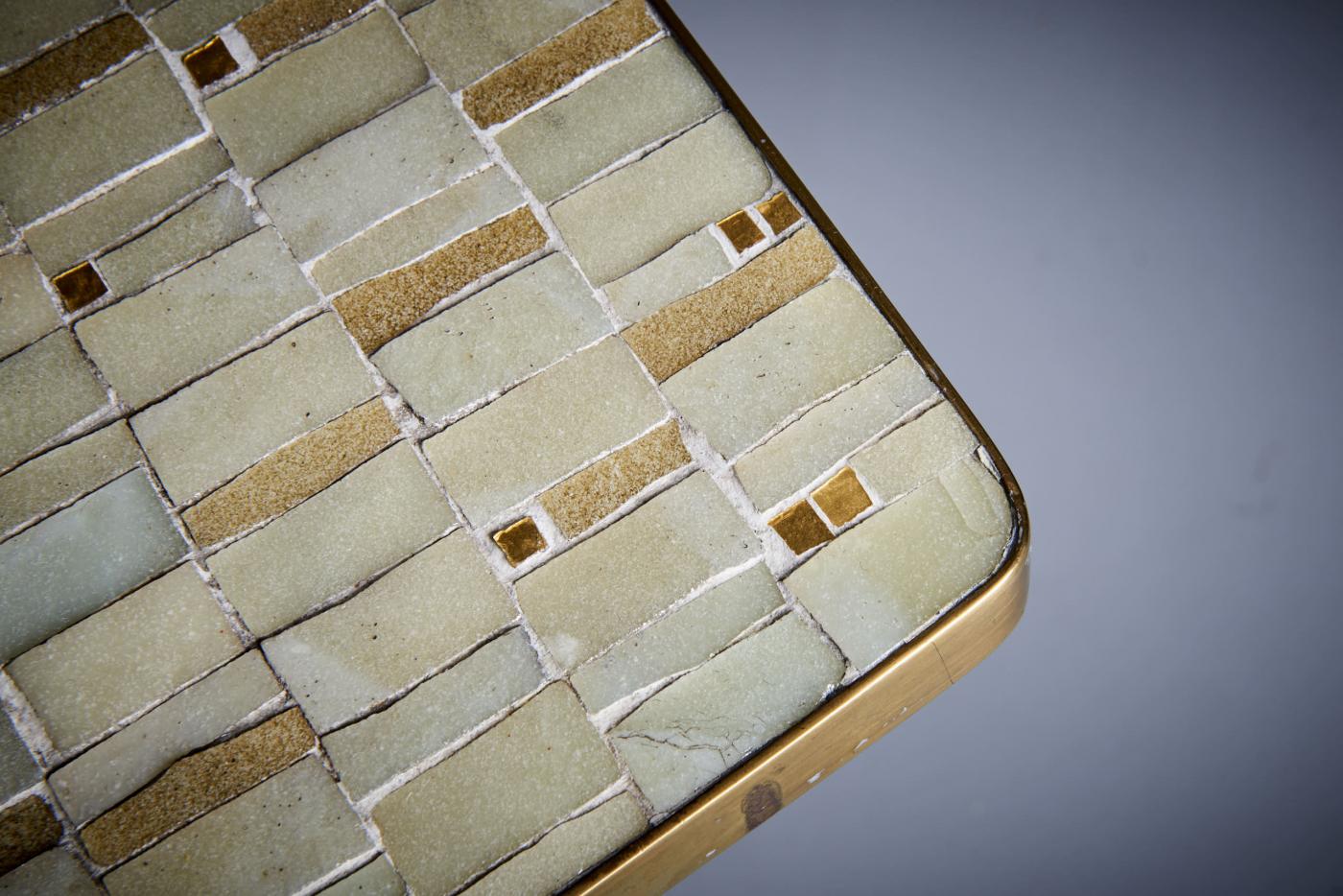 Mosaic Coffee Table with glamorous Gustav Klimt Aesthetic, Germany - 1950s