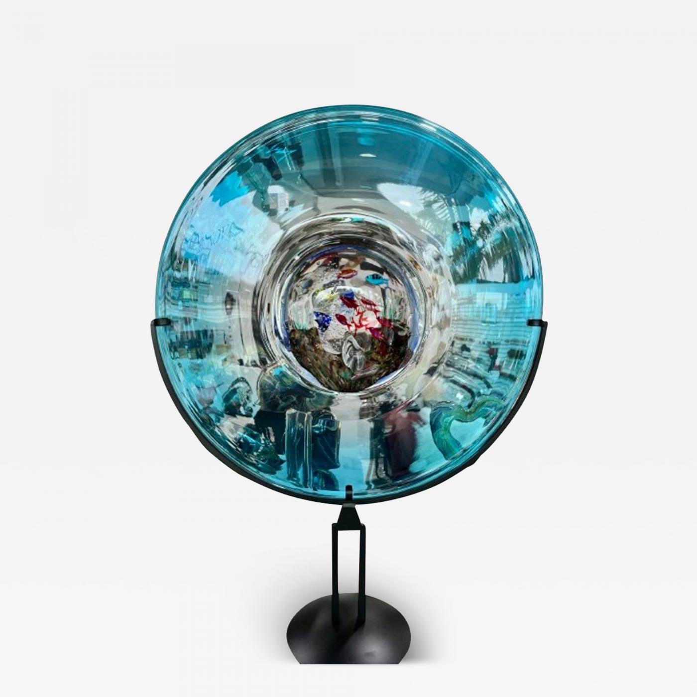 Murano Glass Aquarium Disc on Stand