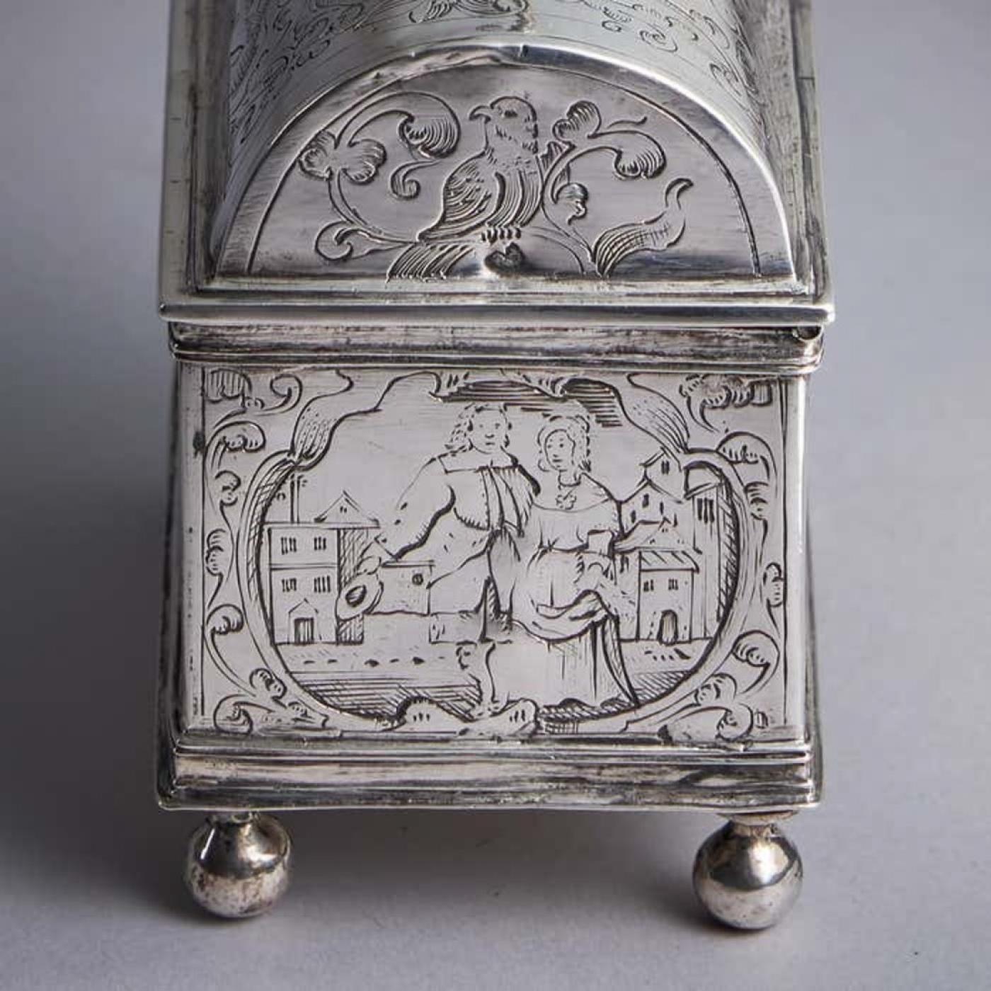 Museum Grade Mid 17th Century Dutch Engraved Silver Wedding Coffin or ...
