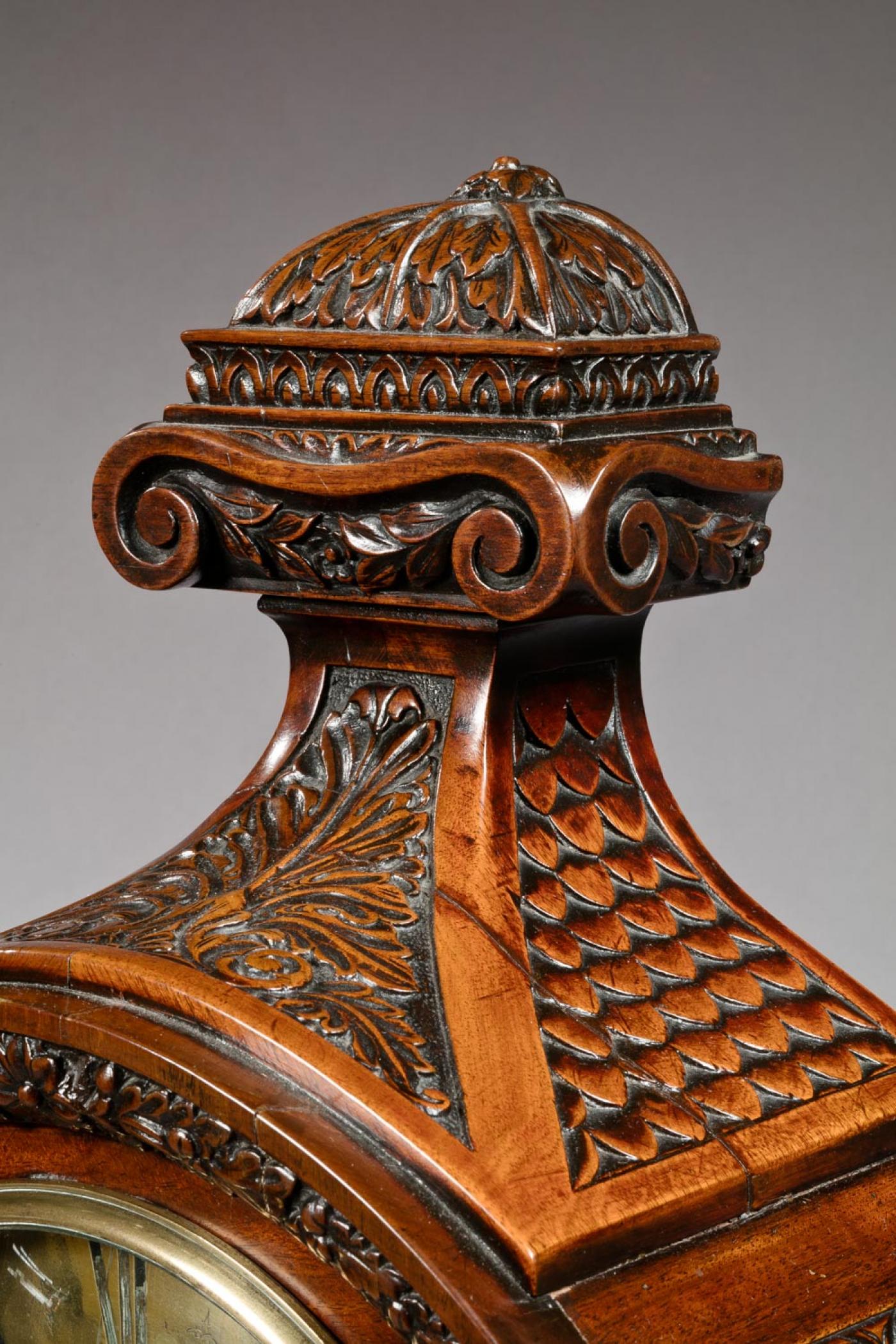 NATHAN ADAMS - SHERATON SHELF CLOCK WITH WORKS BY NATHAN ADAMS