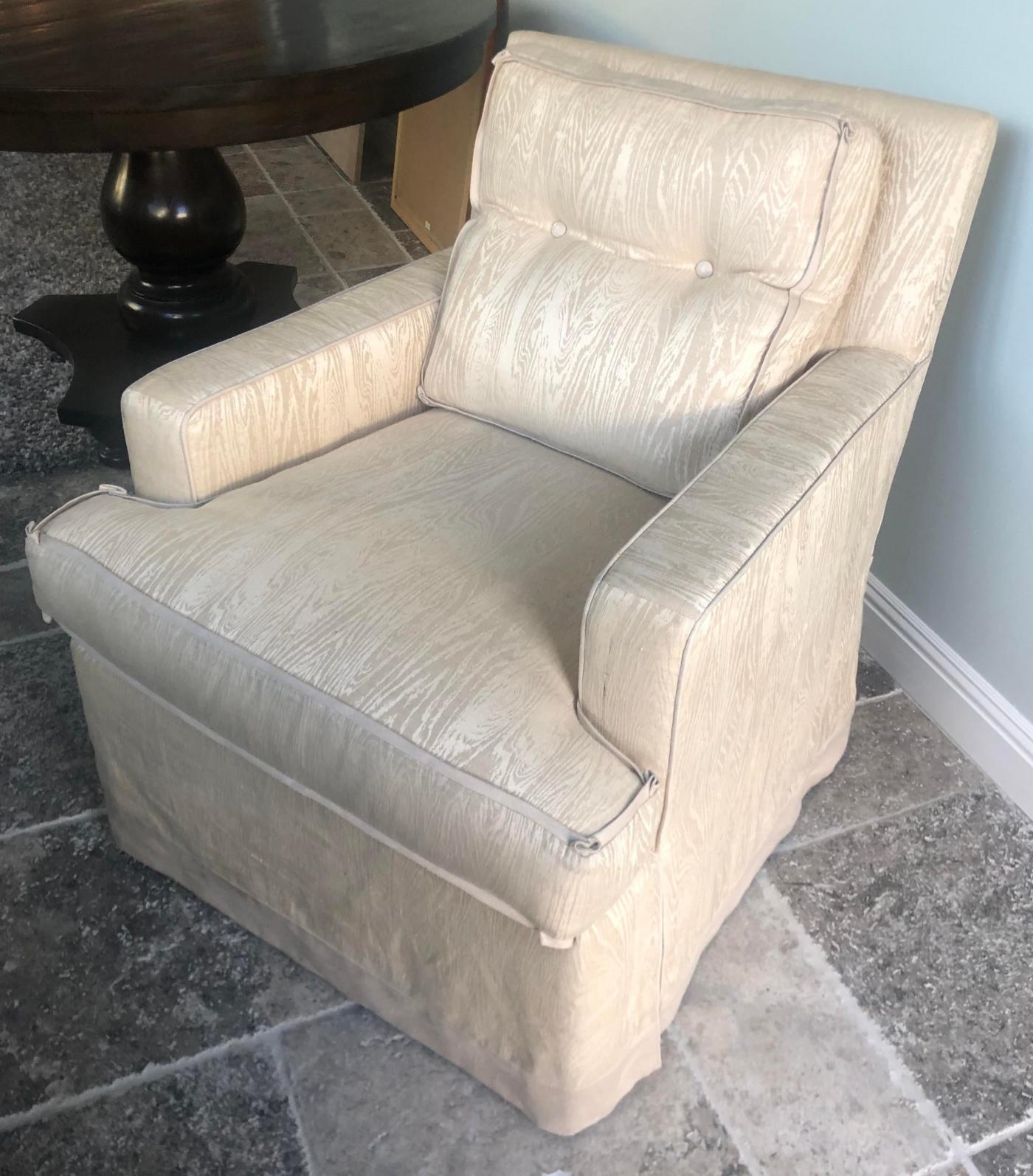 Nancy Corzine - Nancy Corzine Silk Faux Bois Upholstered Club Chair