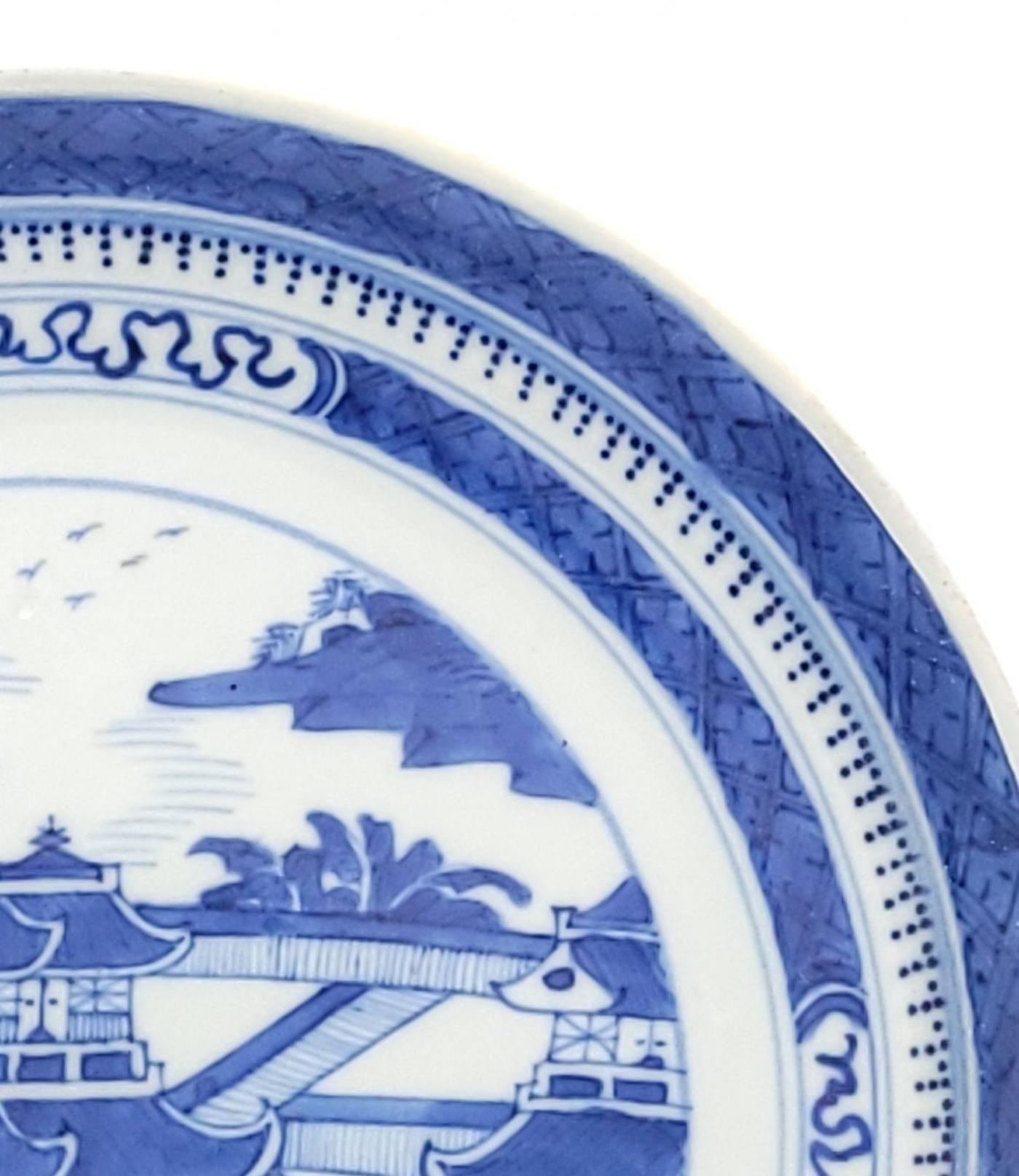 Nanking Chinese Export Blue and White Plate, circa 1840