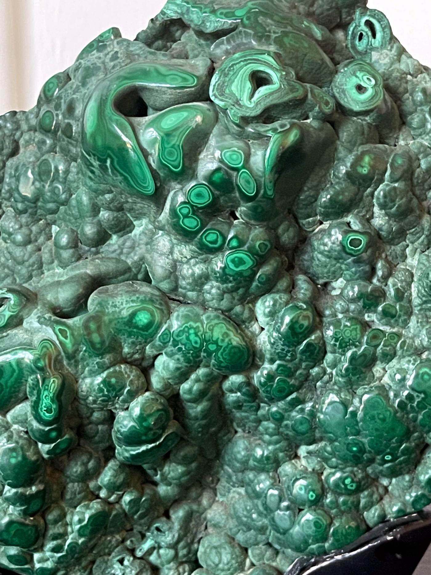 Natural Malachite Rock on Display Stand as Chinese Scholar Stone
